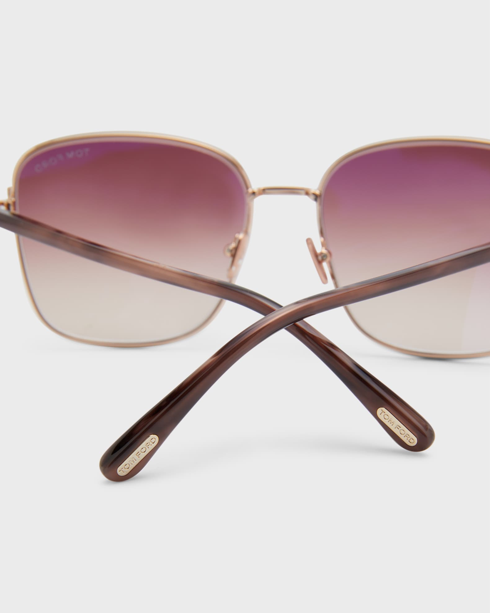 TOM FORD Fern Square Mixed-Media Sunglasses | Neiman Marcus