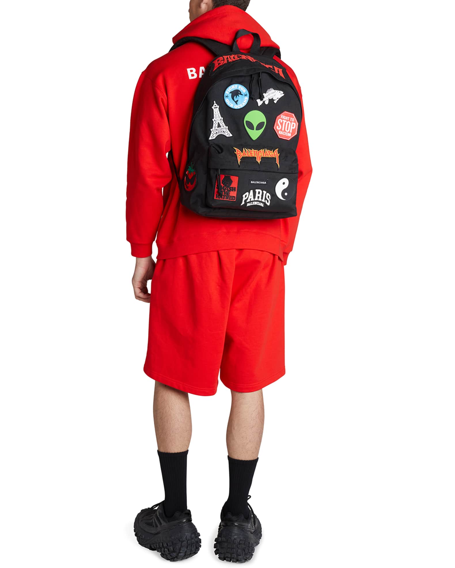 Balenciaga Men's Explorer Animation Patch Backpack | Neiman Marcus