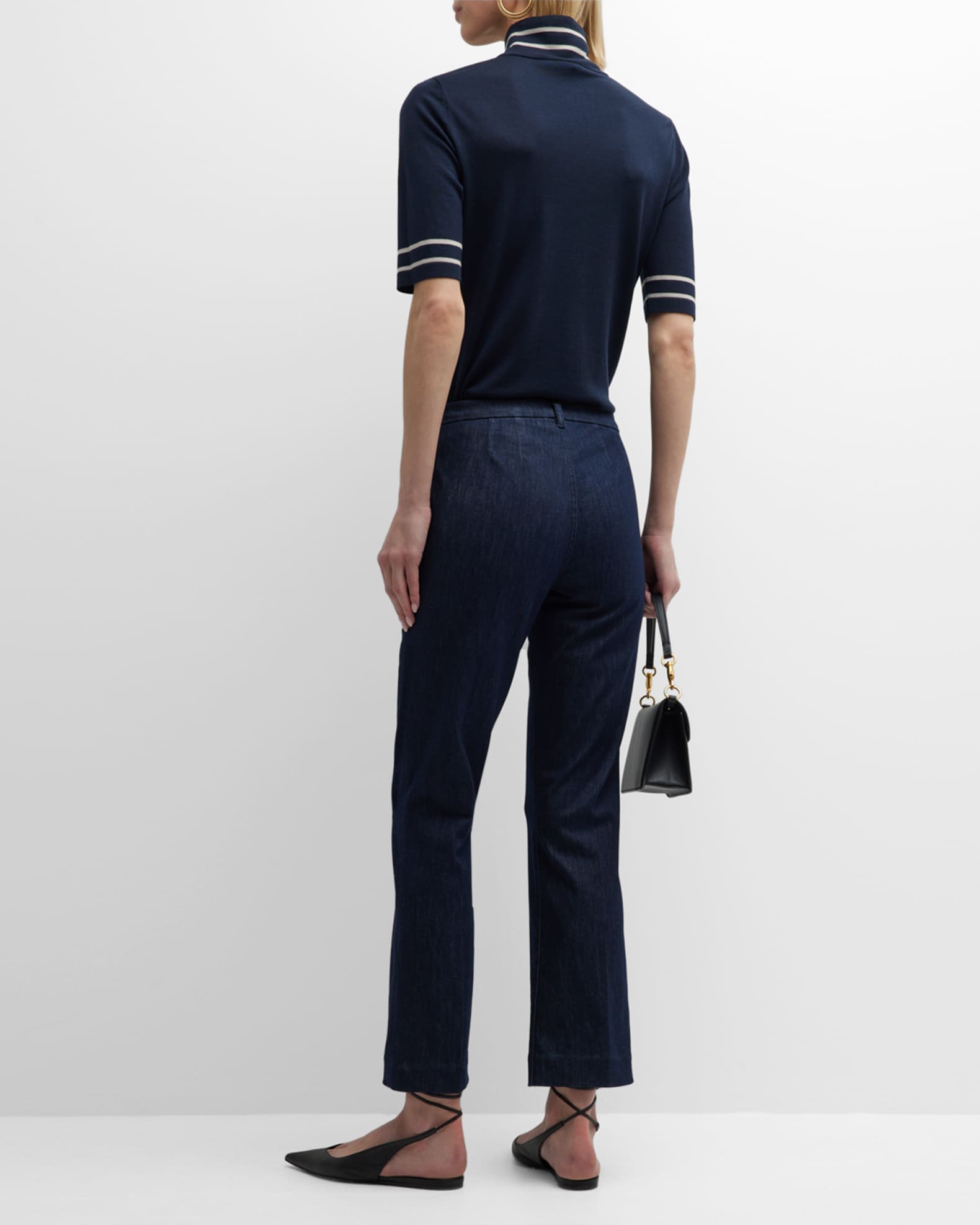Max Mara Denise Denim Straight-Leg Ankle Trousers | Neiman Marcus