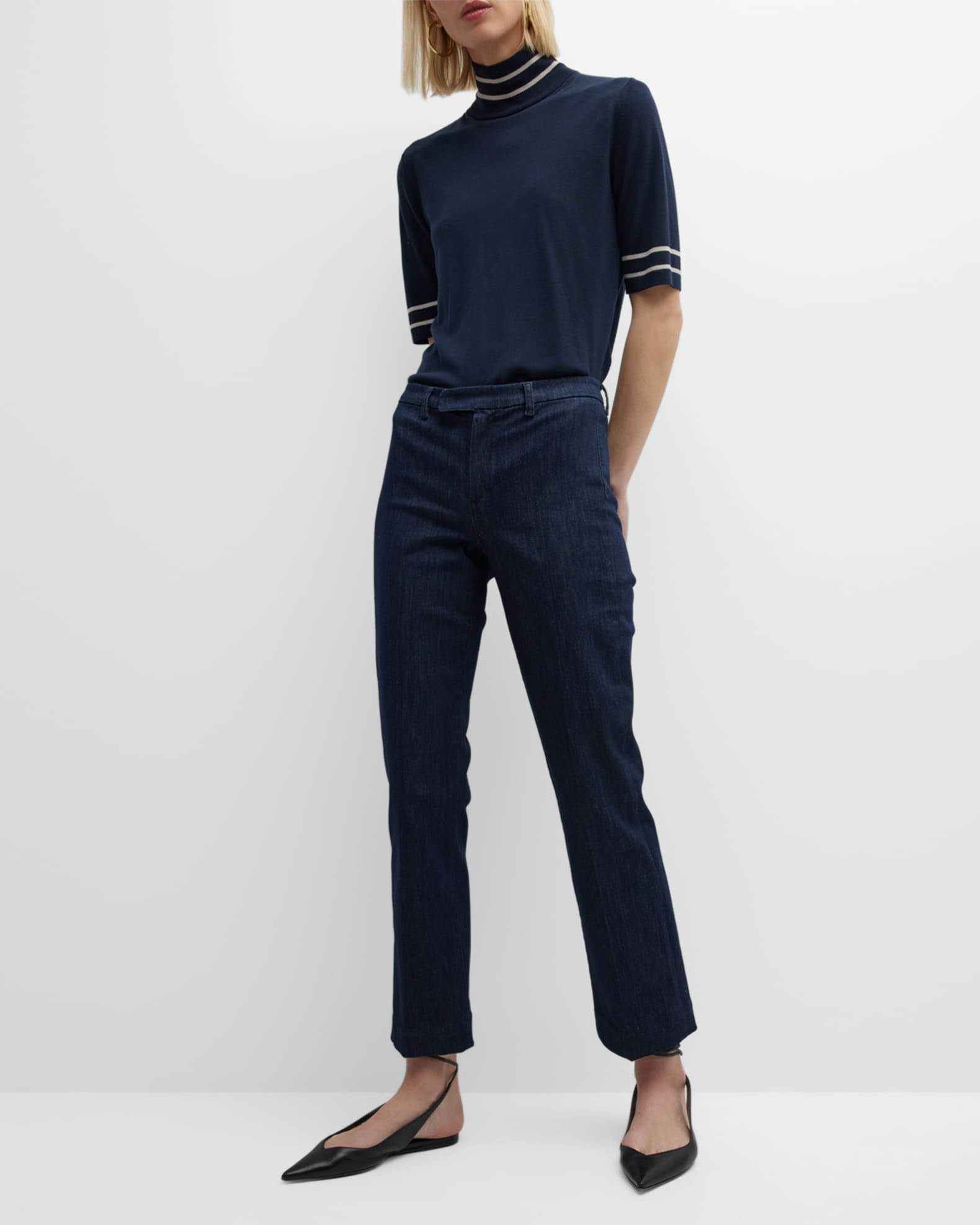 Max Mara Denise Denim Straight-Leg Ankle Trousers | Neiman Marcus