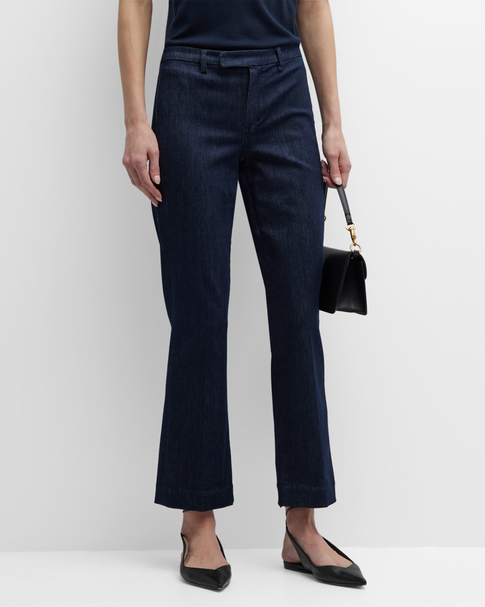 Max Mara Denise Denim Straight-Leg Ankle Trousers | Neiman Marcus