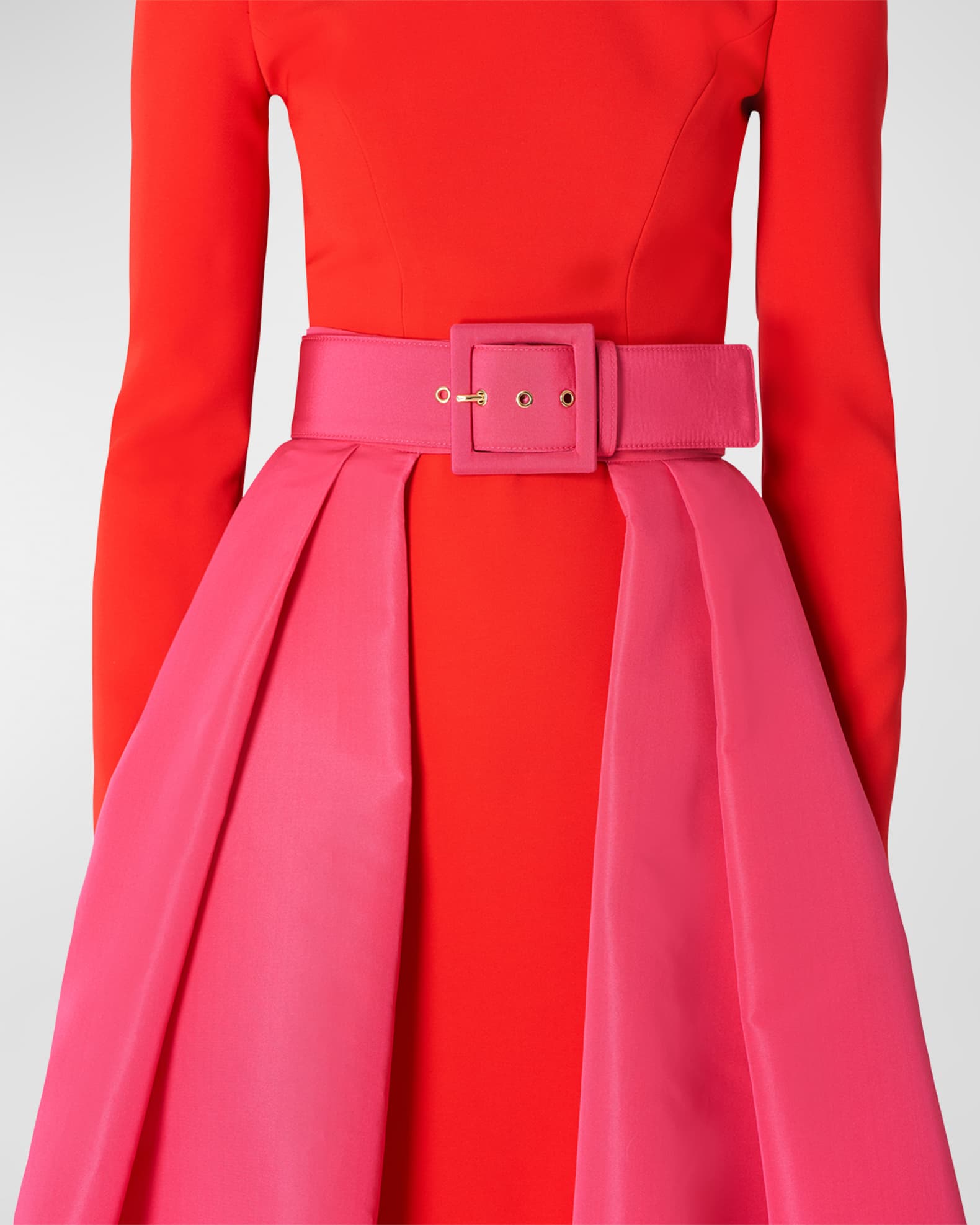 Carolina Herrera Column Gown with Attached Belted Overskirt | Neiman Marcus