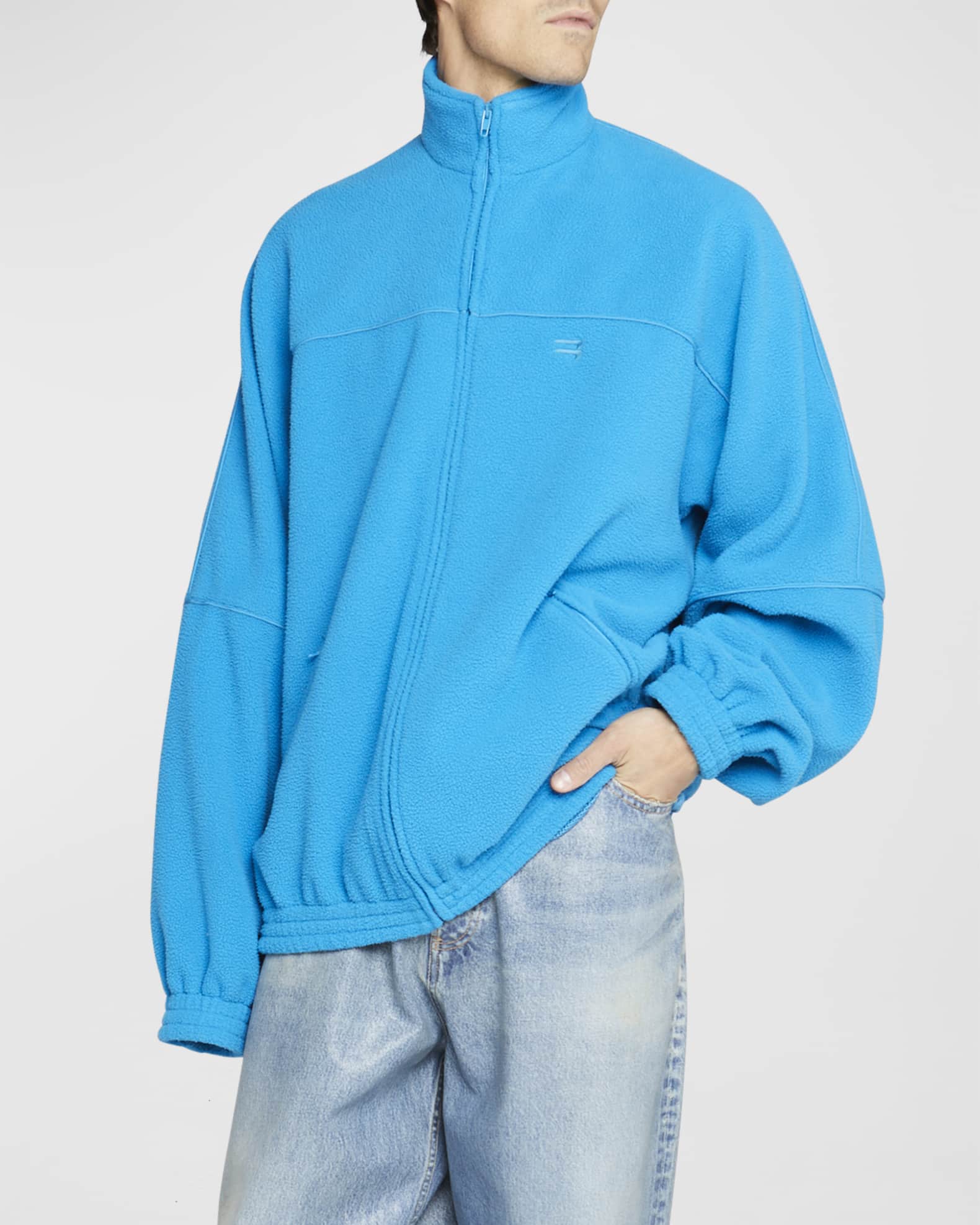 Balenciaga Men's Fleece Track Jacket | Neiman Marcus