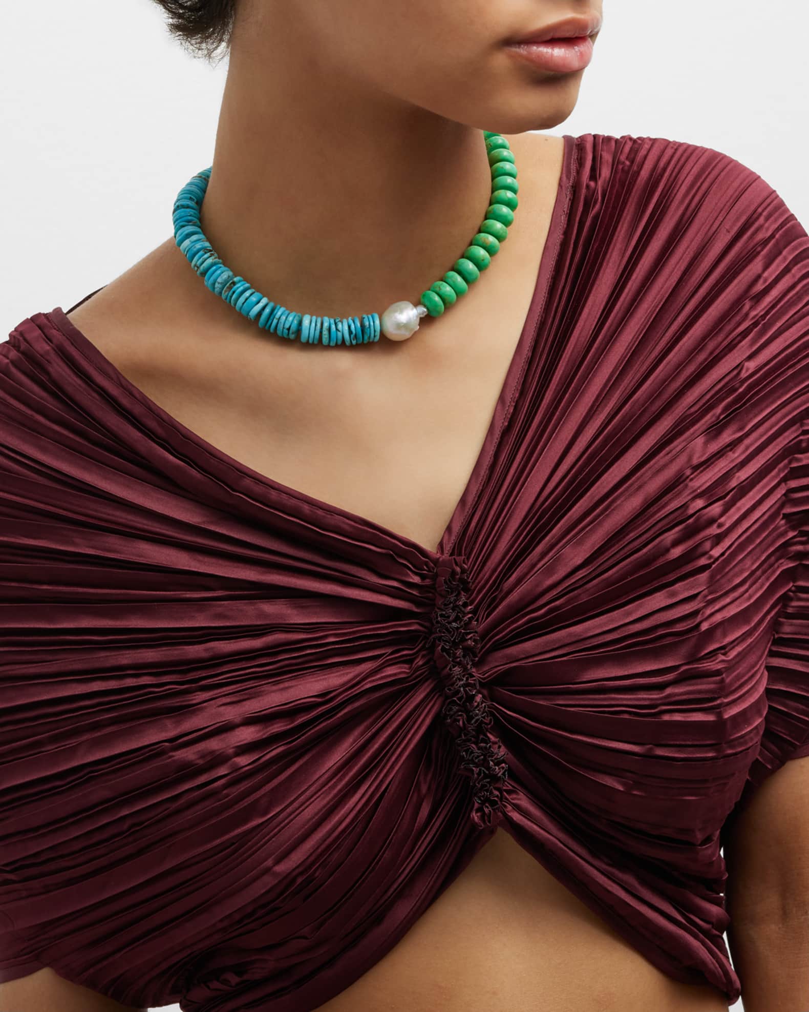 NEST Jewelry Colorblock Necklace with Baroque Pearl | Neiman Marcus