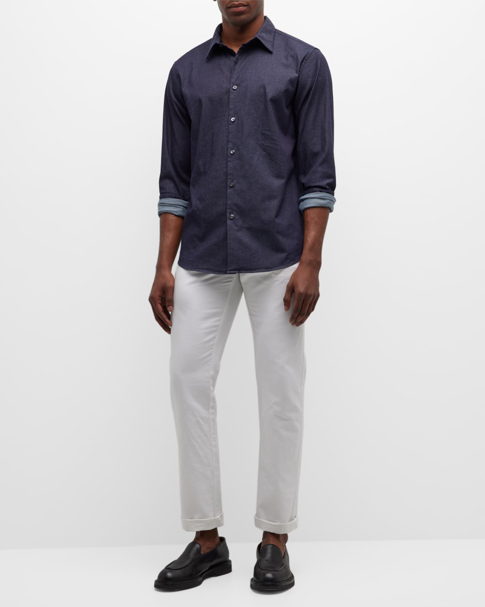 Theory Men's Irving Chambray Button-Front Shirt | Neiman Marcus