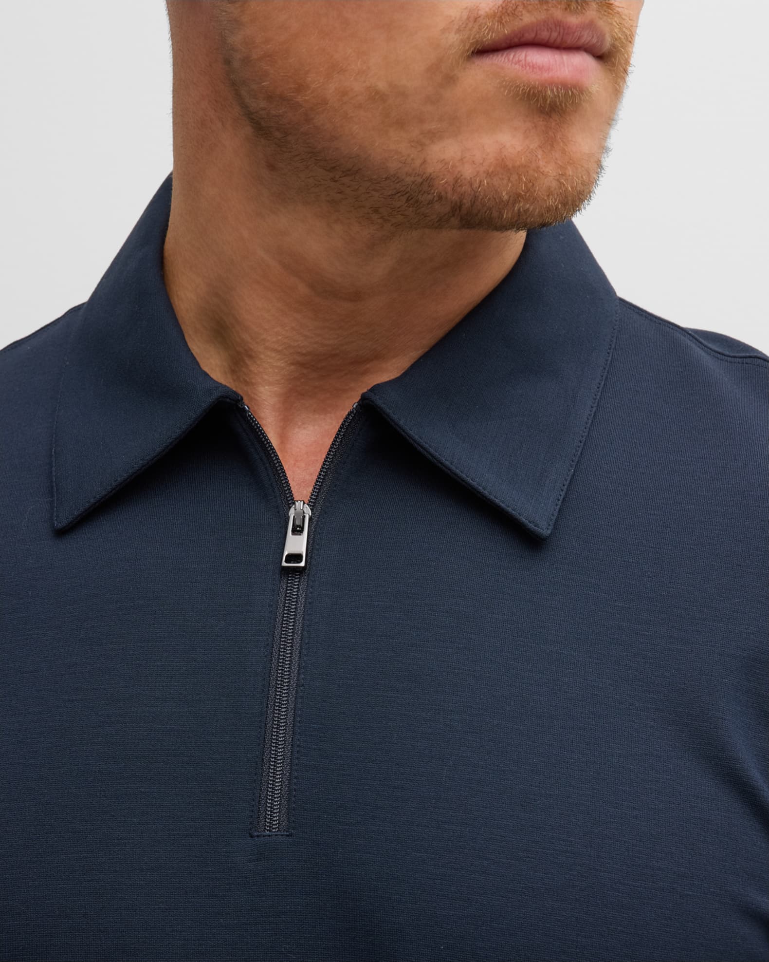 Theory Men's Ryder Quarterzip Polo in Relay Jersey | Neiman Marcus