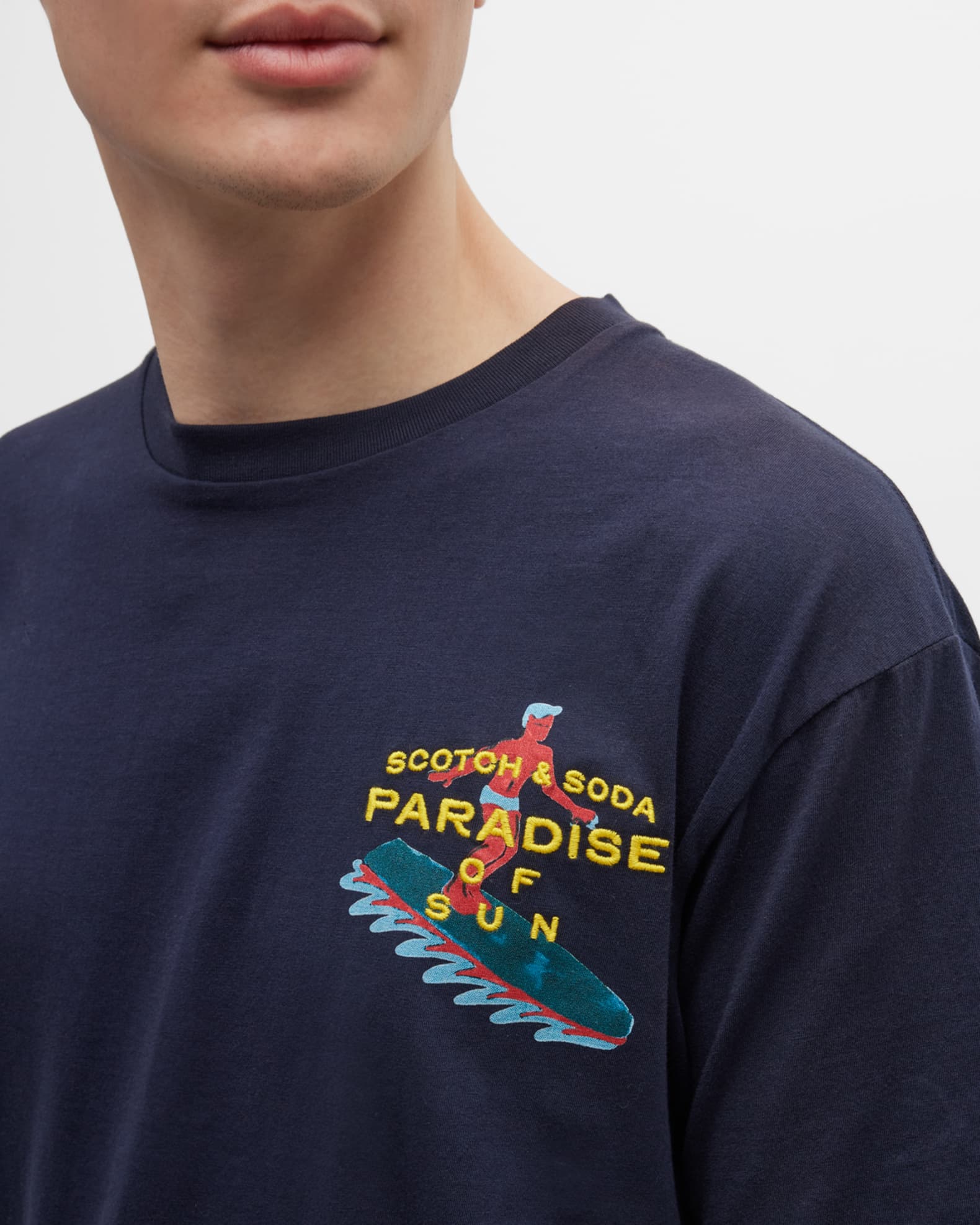 Scotch & Soda Men's Embroidered Artwork T-Shirt | Neiman Marcus