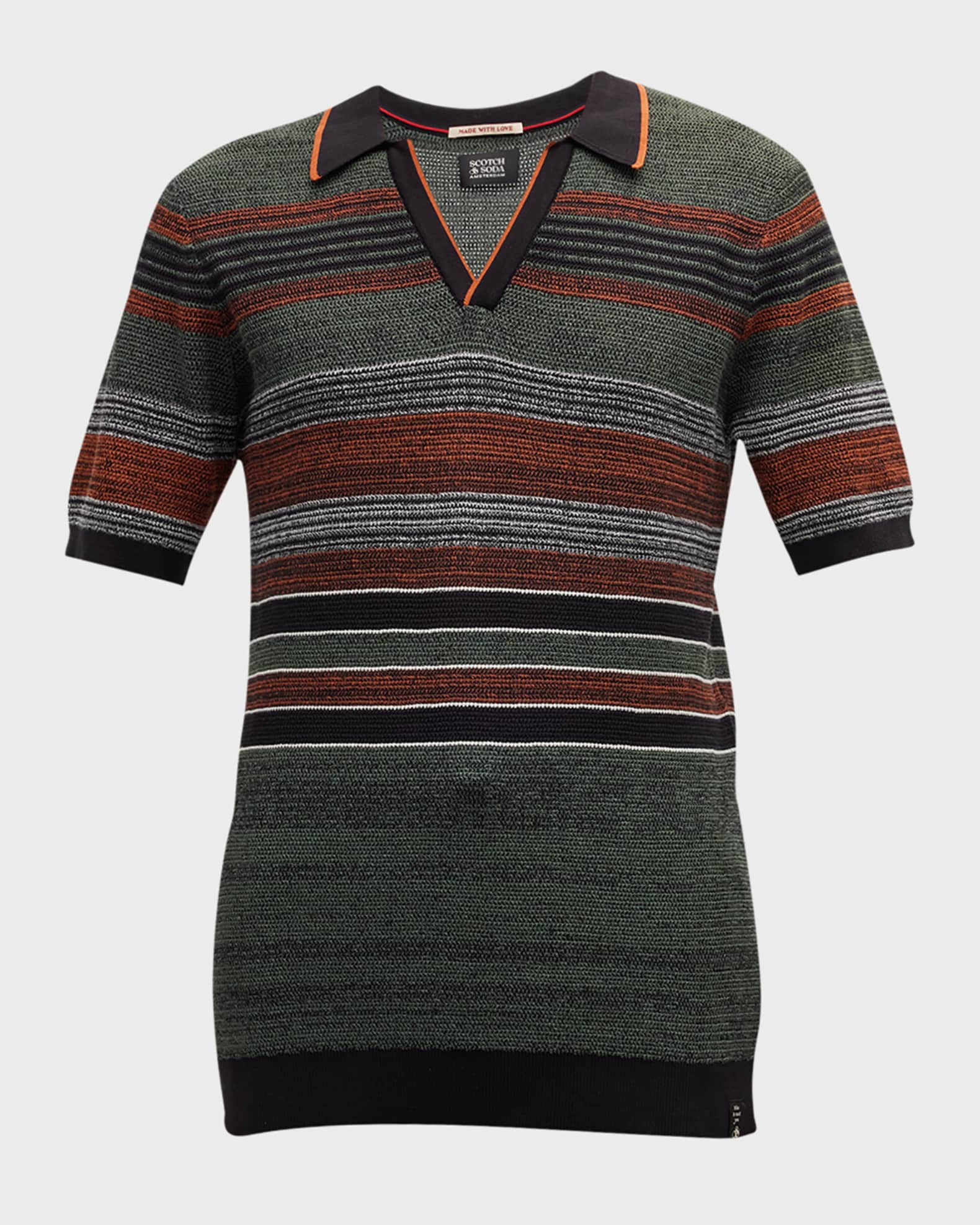 Scotch & Soda Men's Structured Striped Knit Polo Shirt | Neiman Marcus