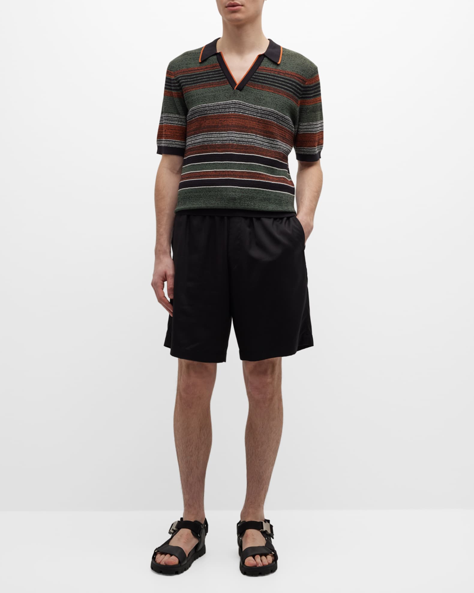 Scotch And Soda Mens Structured Striped Knit Polo Shirt Neiman Marcus
