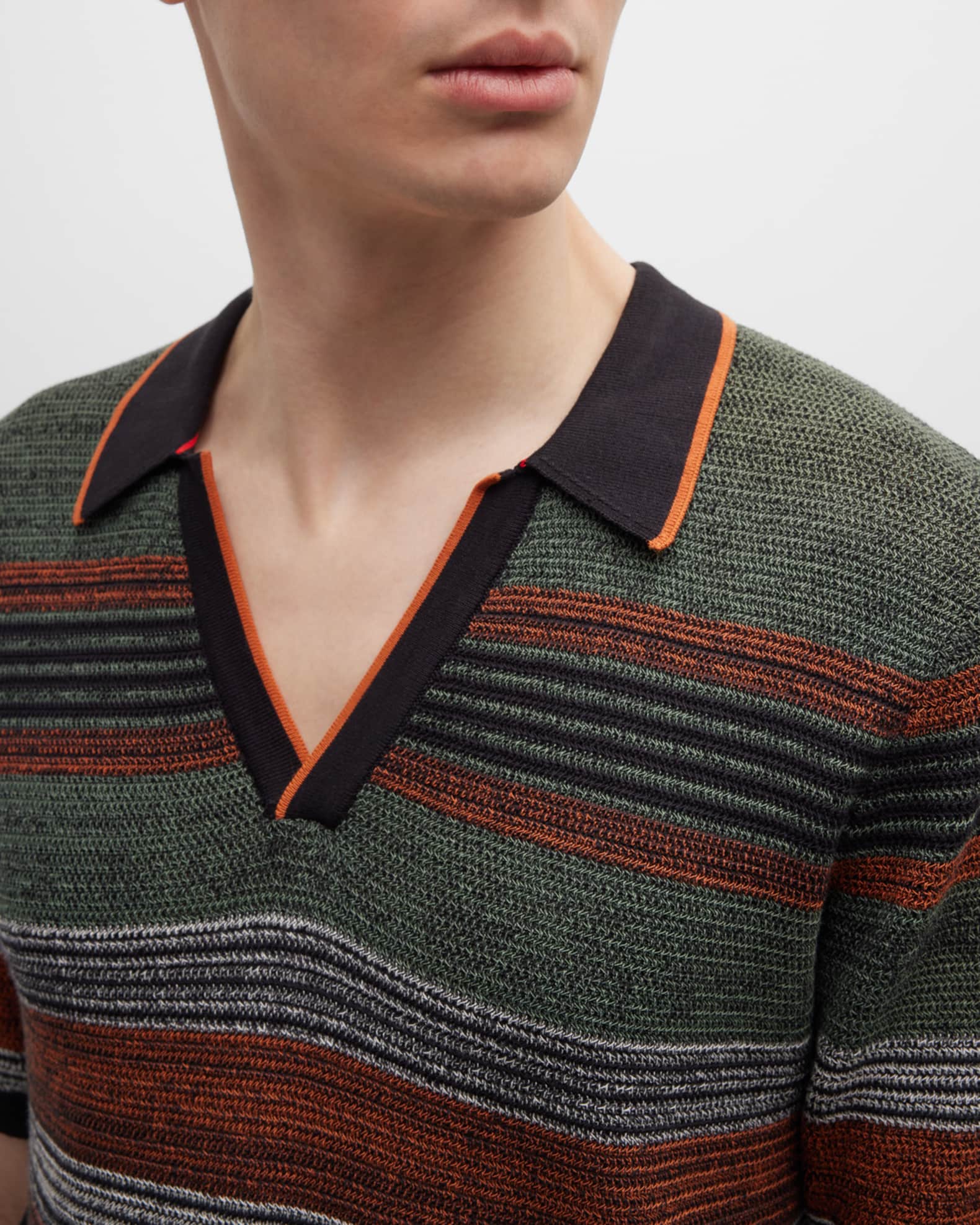 Scotch And Soda Mens Structured Striped Knit Polo Shirt Neiman Marcus