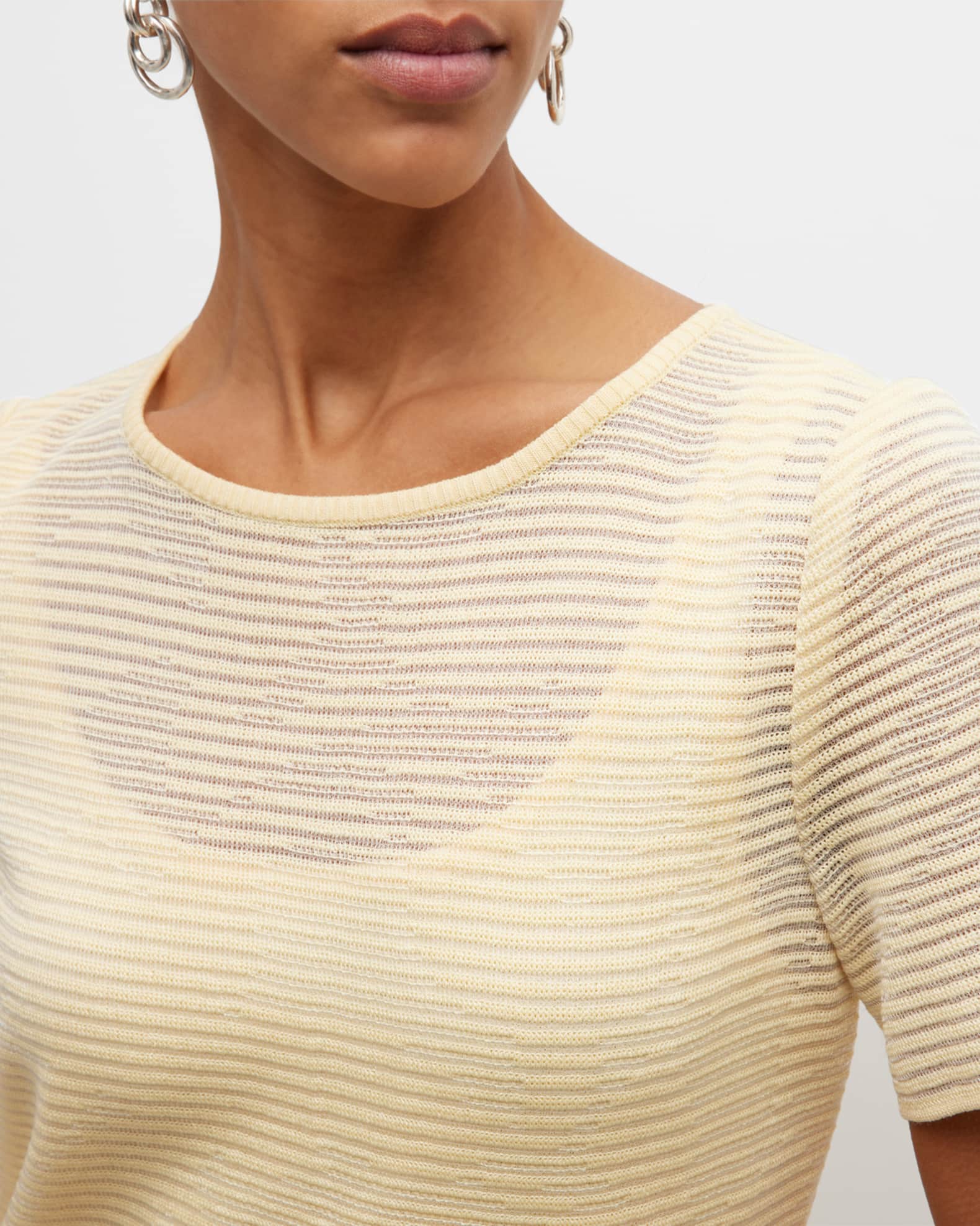 Misook Ribbed Short-Sleeve A-Line Maxi Dress | Neiman Marcus