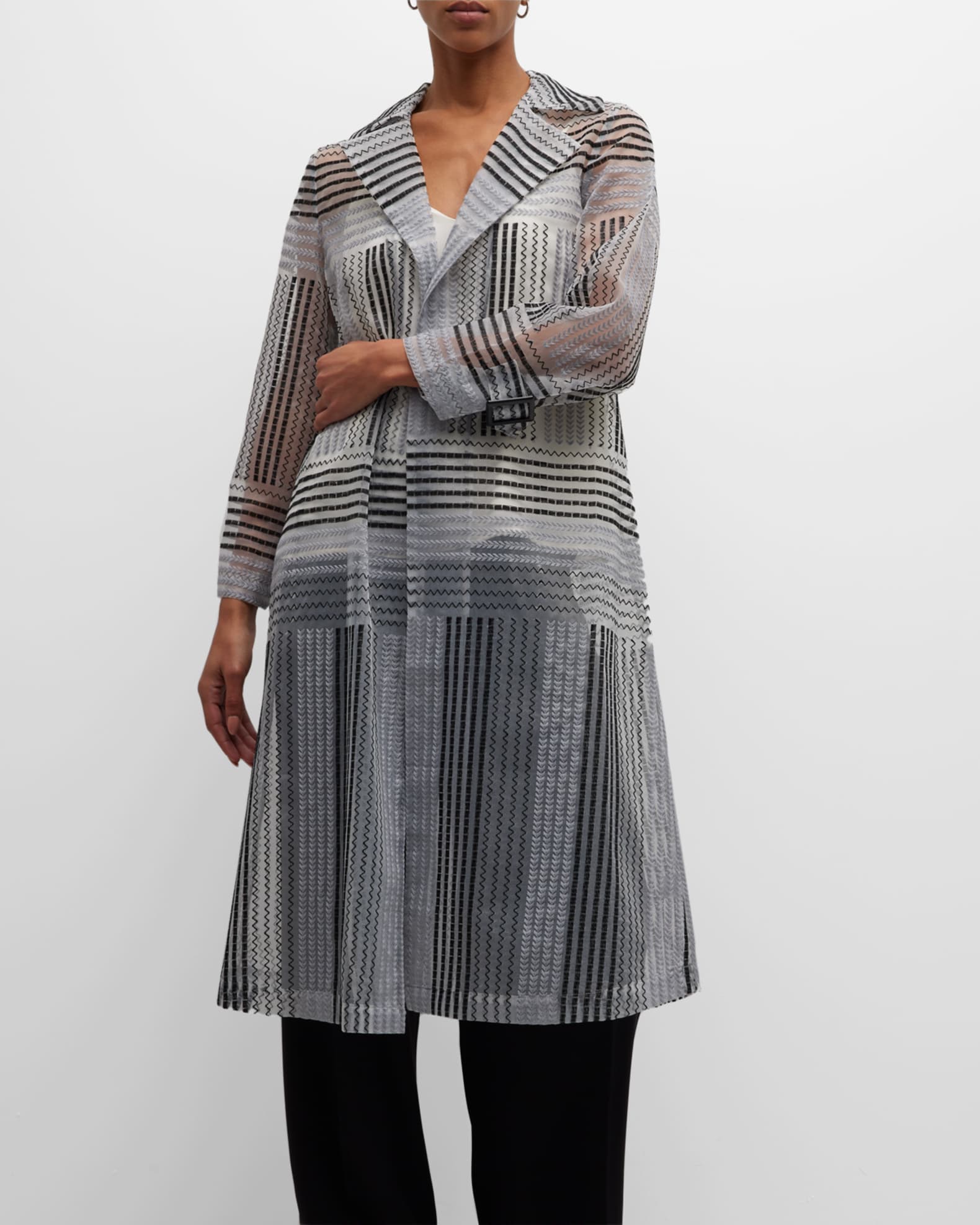 Misook Embroidered Open-Front Organza Duster | Neiman Marcus