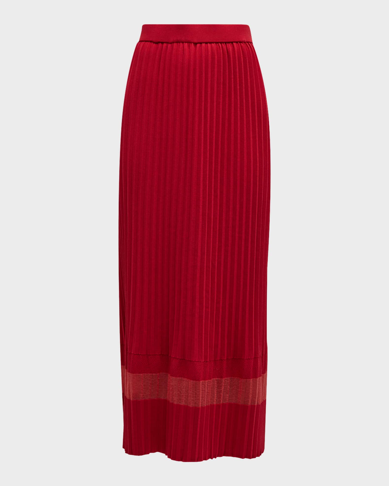 Misook Pleated Striped A-Line Maxi Skirt | Neiman Marcus