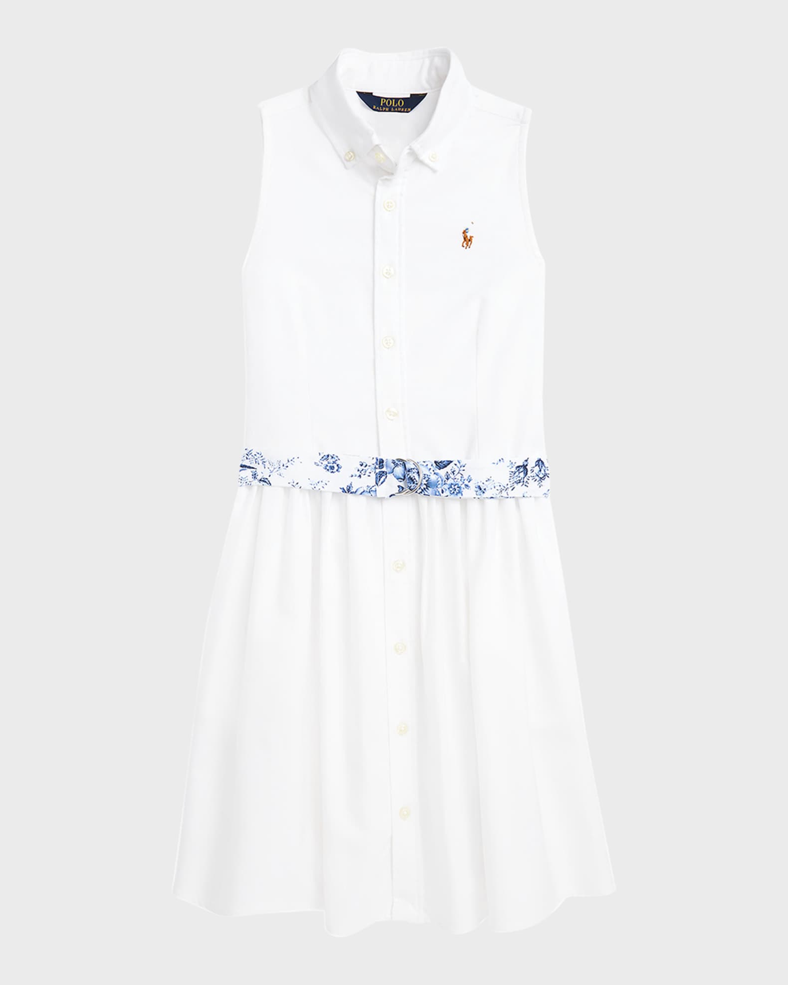 Girl's Belted Cotton Shirtdress | Neiman Marcus