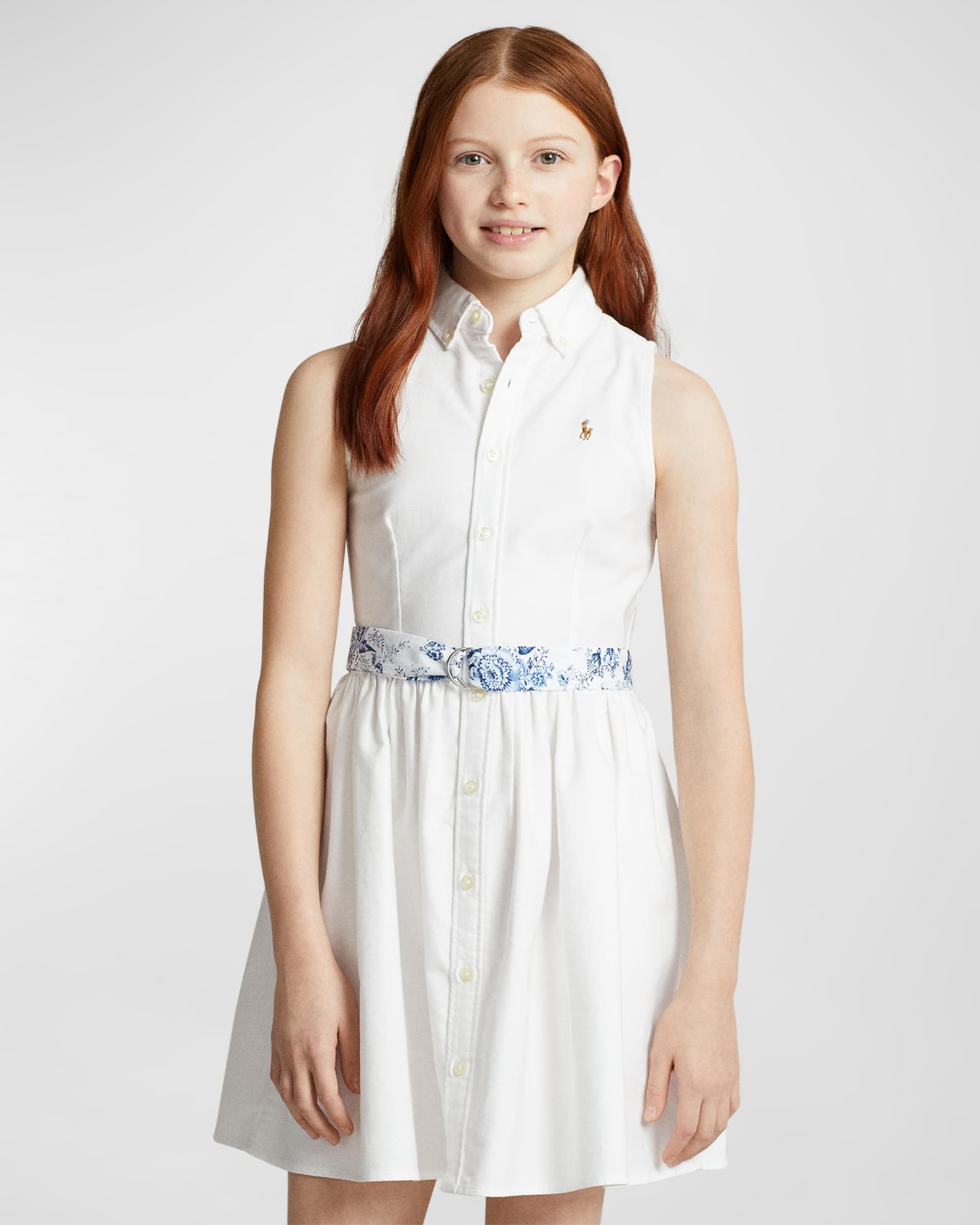Girl's Belted Cotton Shirtdress | Neiman Marcus