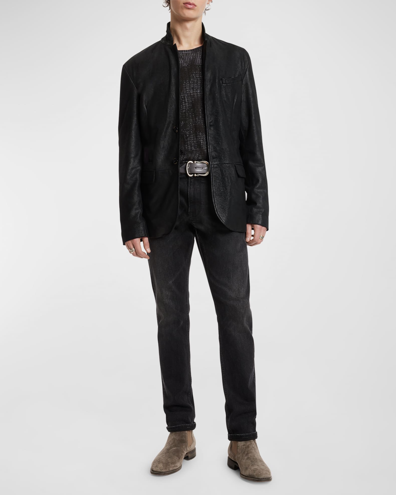 John Varvatos Men's Stan Two-Button Leather Jacket | Neiman Marcus