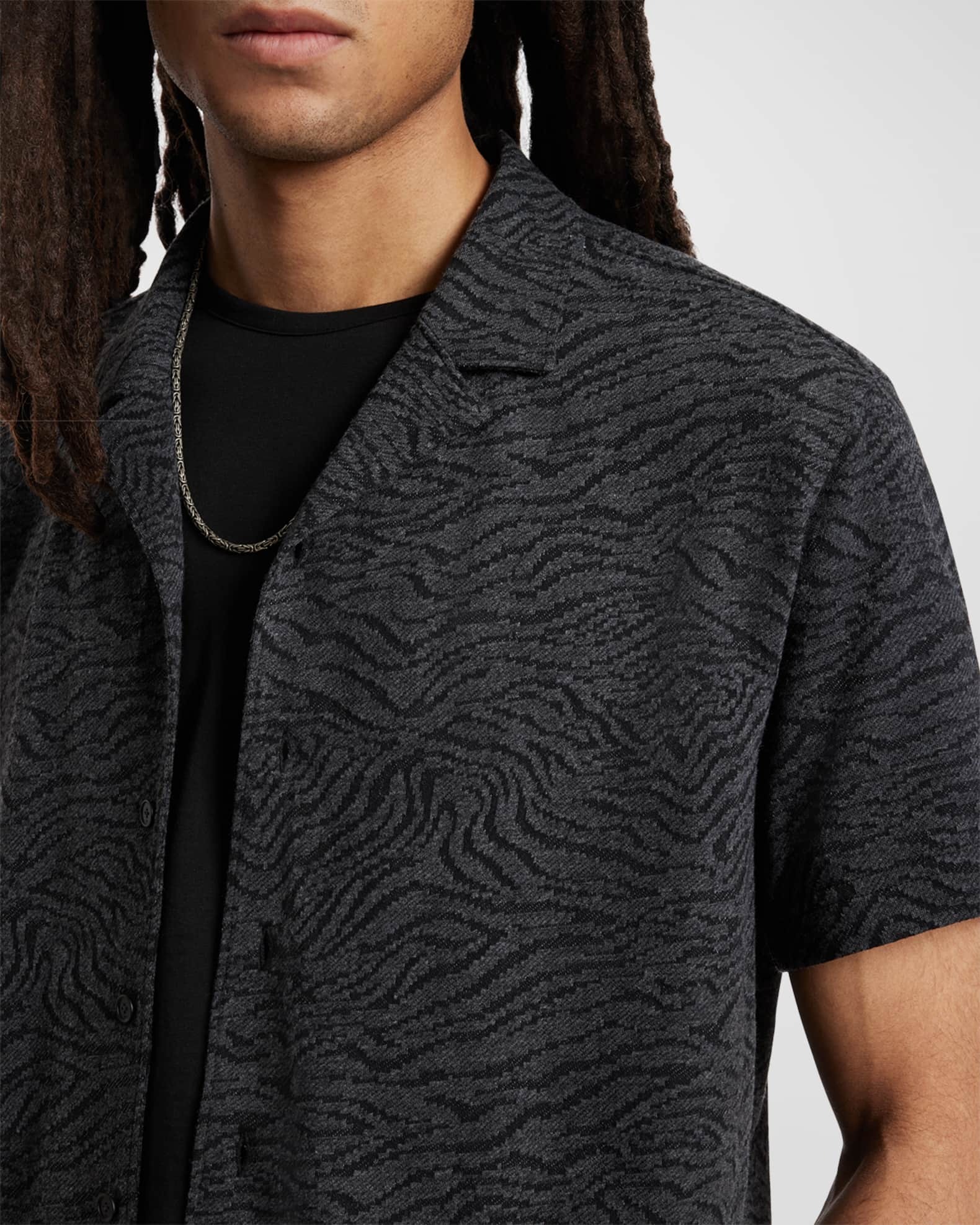 John Varvatos Men's Lawrence Zebra Jacquard Camp Shirt | Neiman Marcus