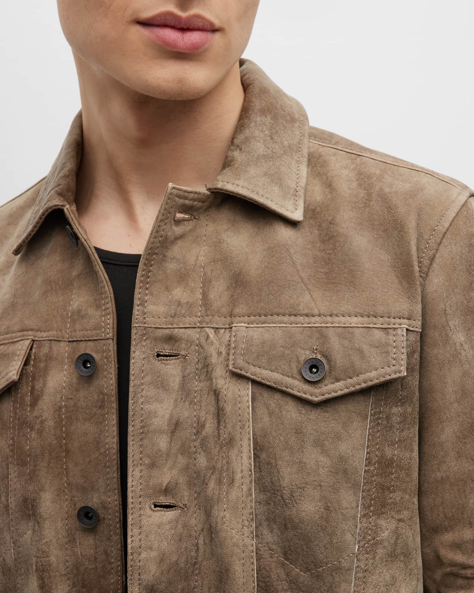 John Varvatos Men's Andrew Leather Trucker Jacket | Neiman Marcus
