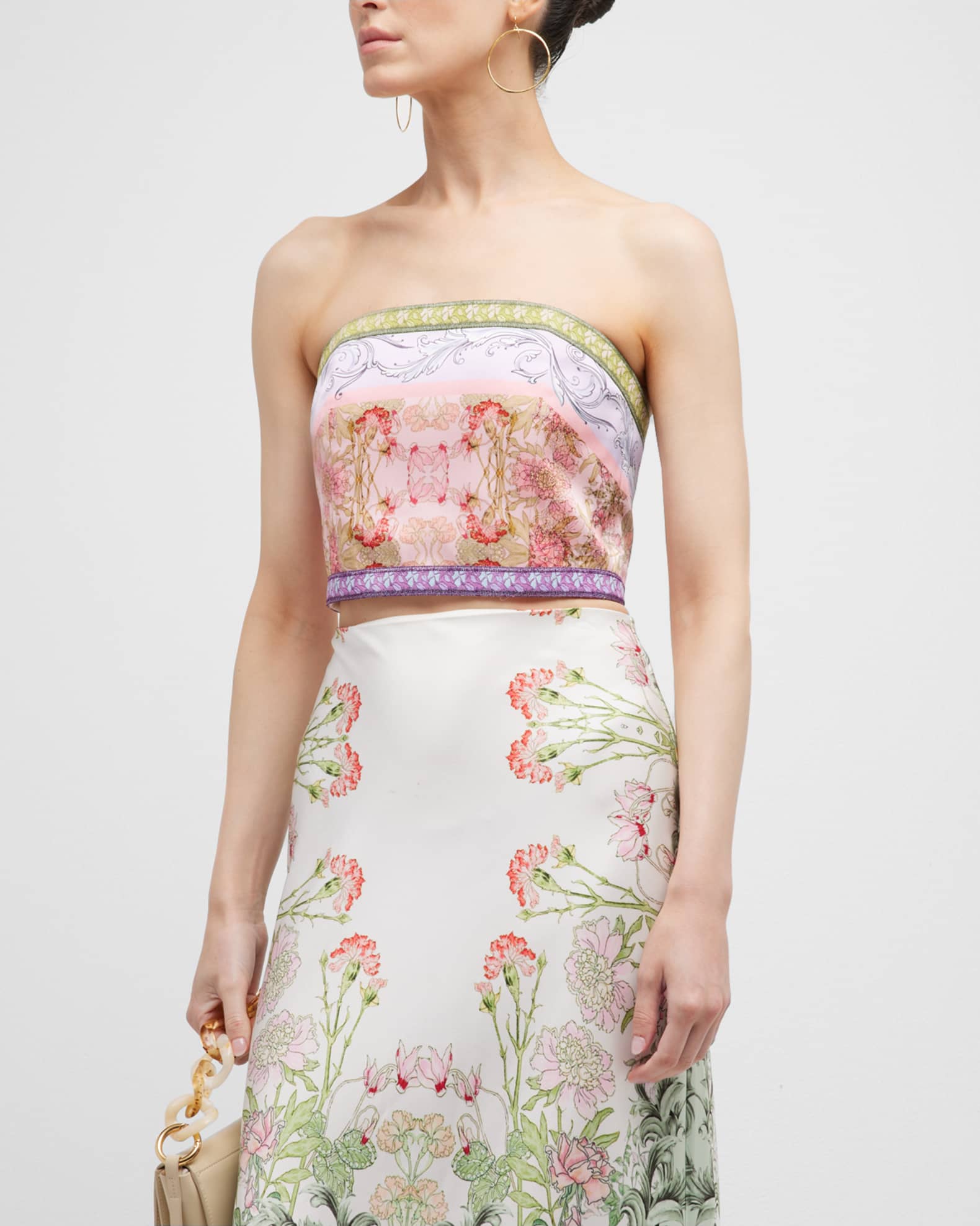 Alice + Olivia Cerise Smocked-Back Bandeau Top | Neiman Marcus