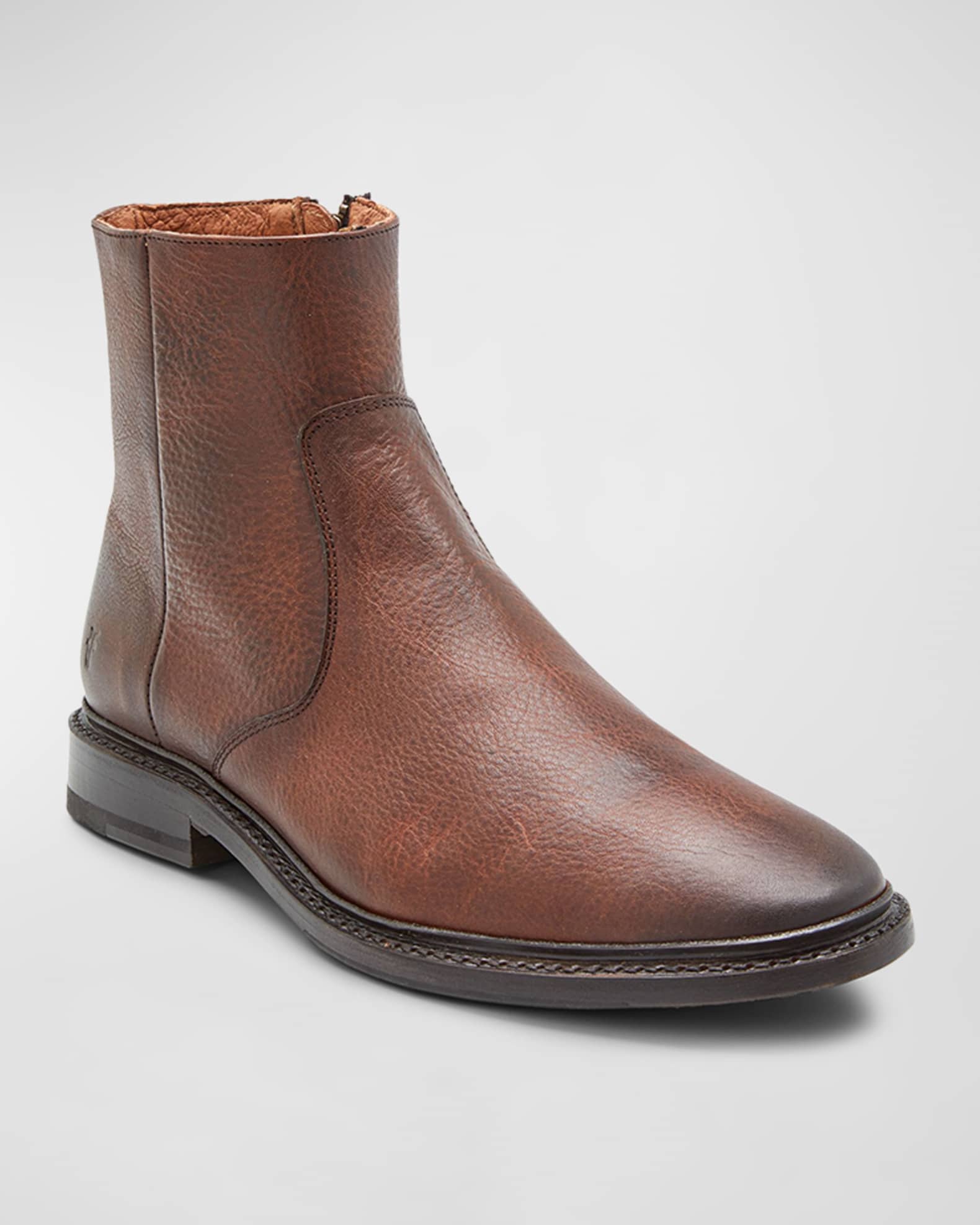 Frye Men's Paul Leather Side-Zip Ankle Boots | Neiman Marcus
