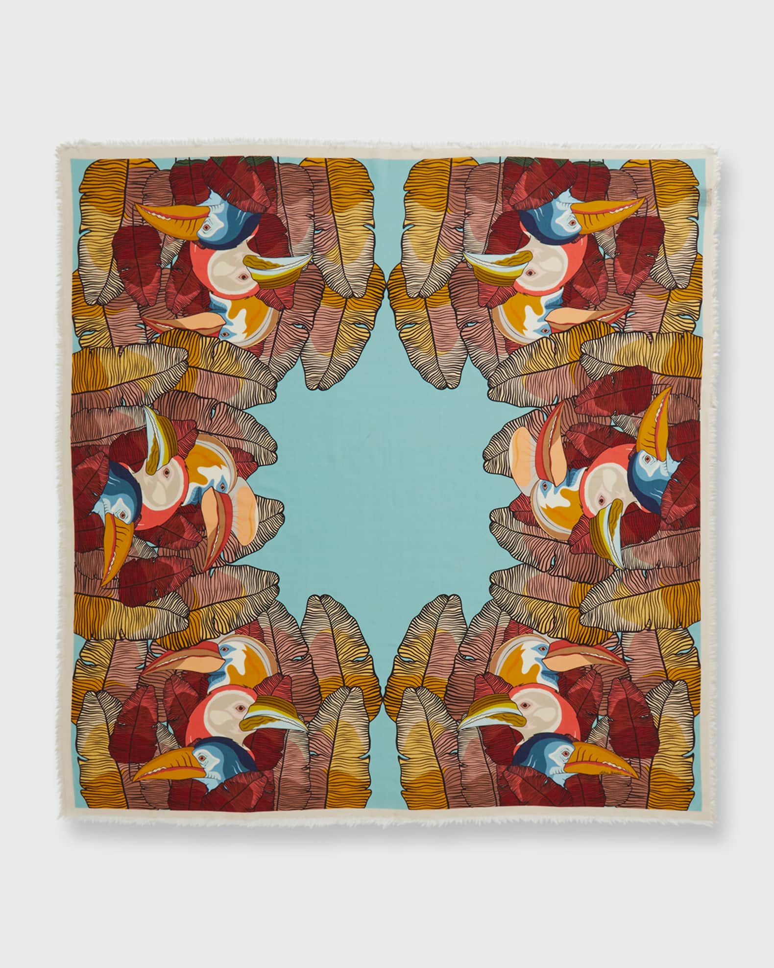 Franco Ferrari Floral Cotton-Silk Square Scarf | Neiman Marcus