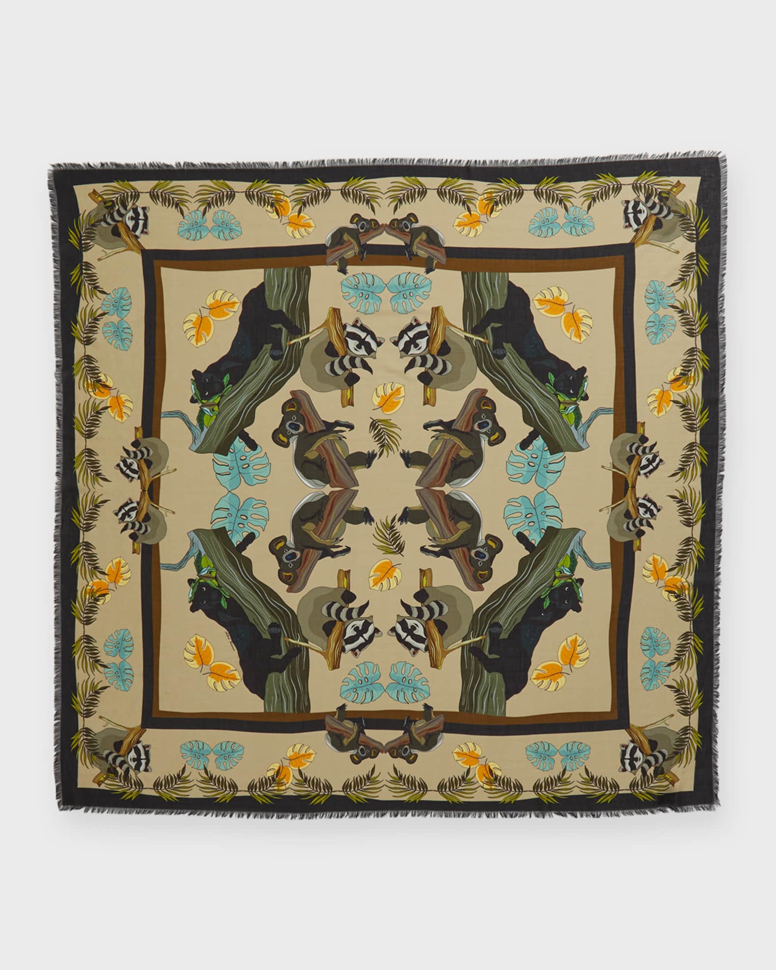 Franco Ferrari Floral Cotton-Silk Square Scarf | Neiman Marcus