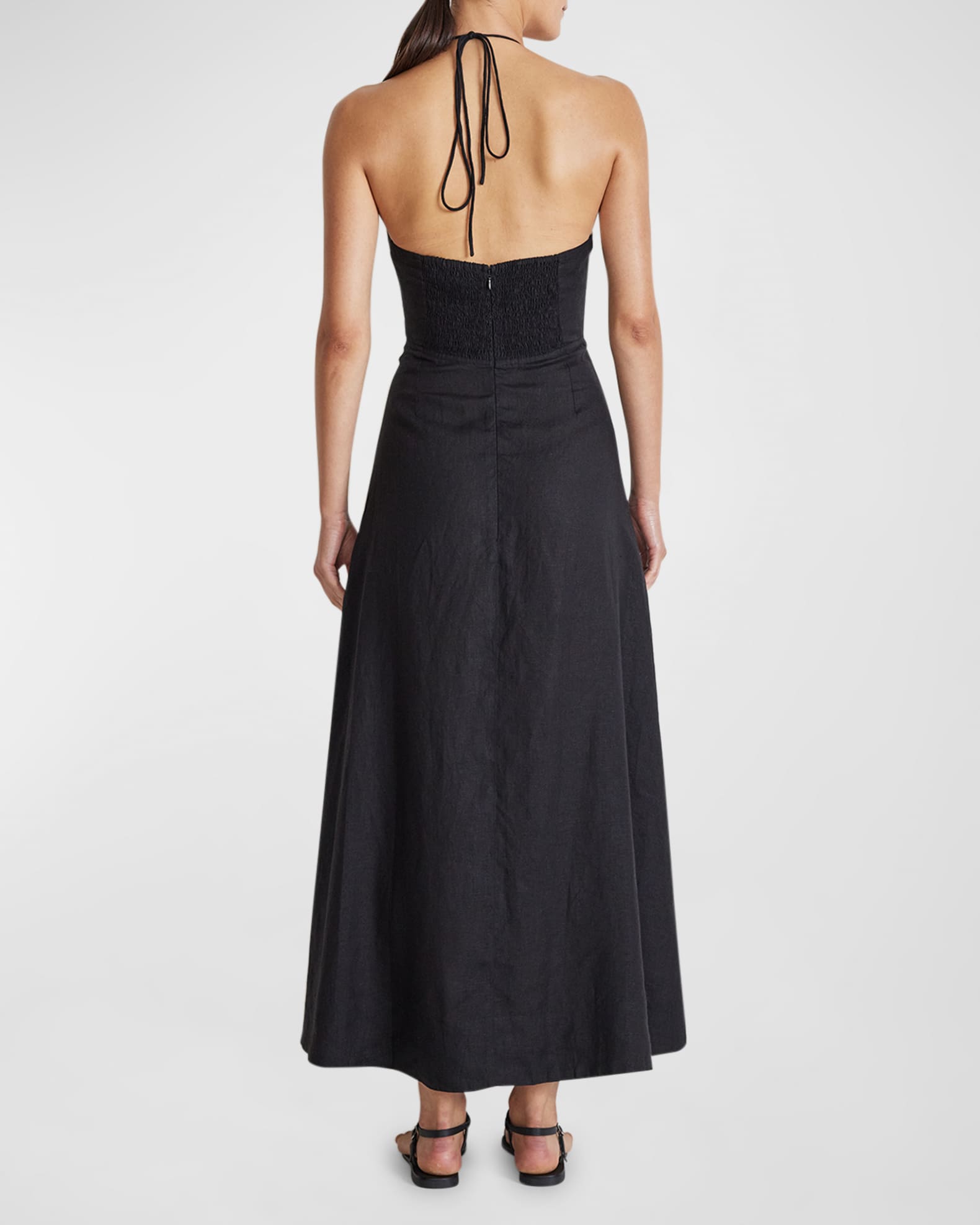 Apiece Apart Eli Cutout Linen Halter Maxi Dress | Neiman Marcus