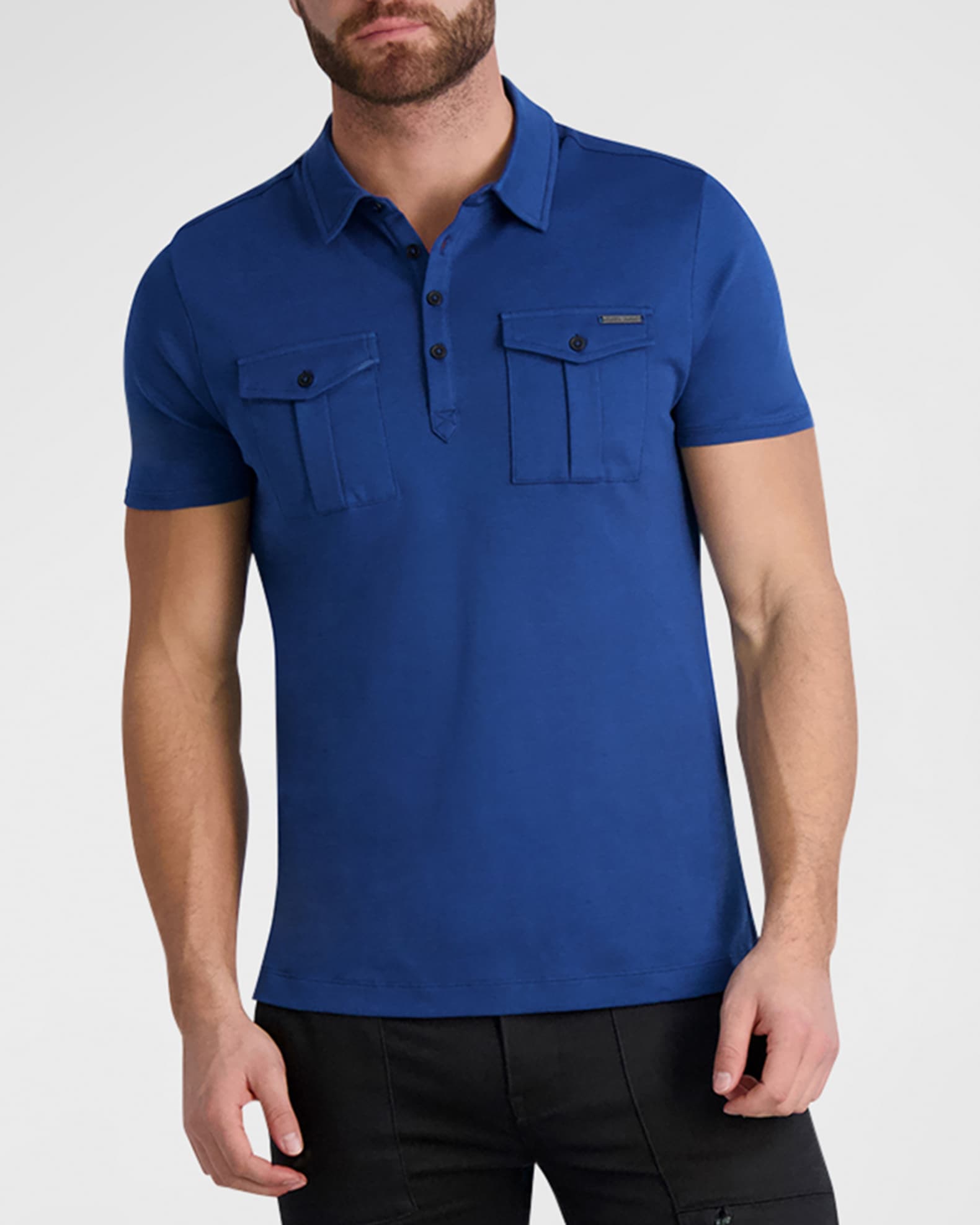 Karl Lagerfeld Paris Men's 2-Pocket Pima Cotton Polo Shirt | Neiman Marcus