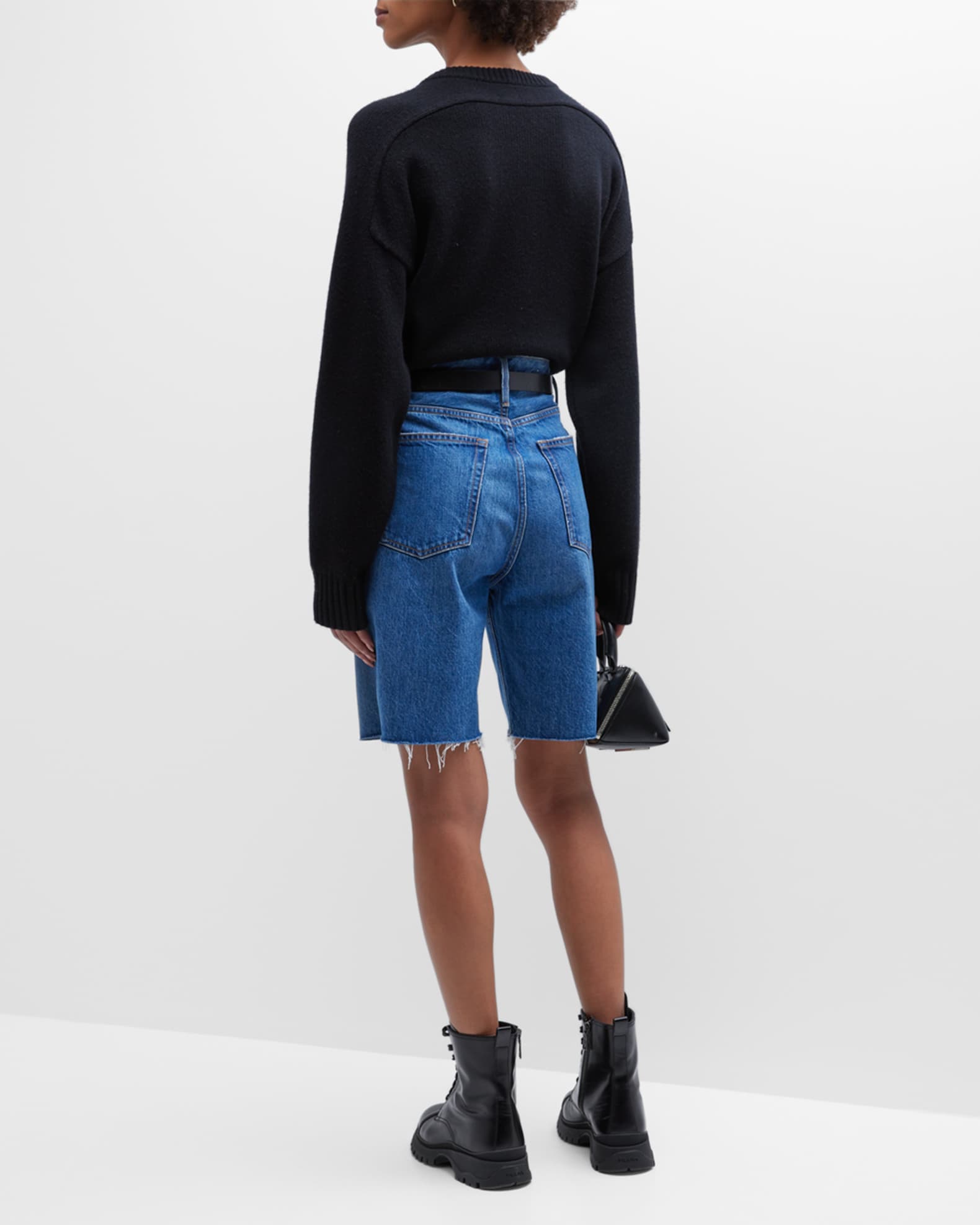 FRAME High Rise Denim Bermuda Shorts | Neiman Marcus