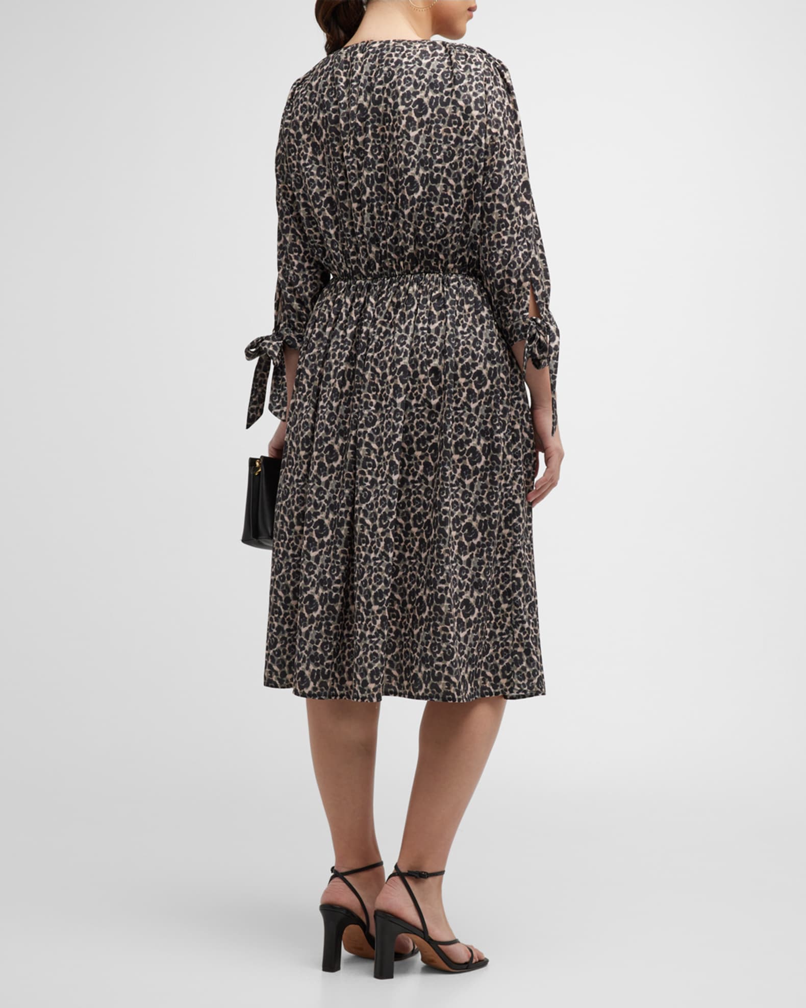 Whitney Morgan Plus Size 3/4-Sleeve Animal-Print Midi Dress | Neiman Marcus