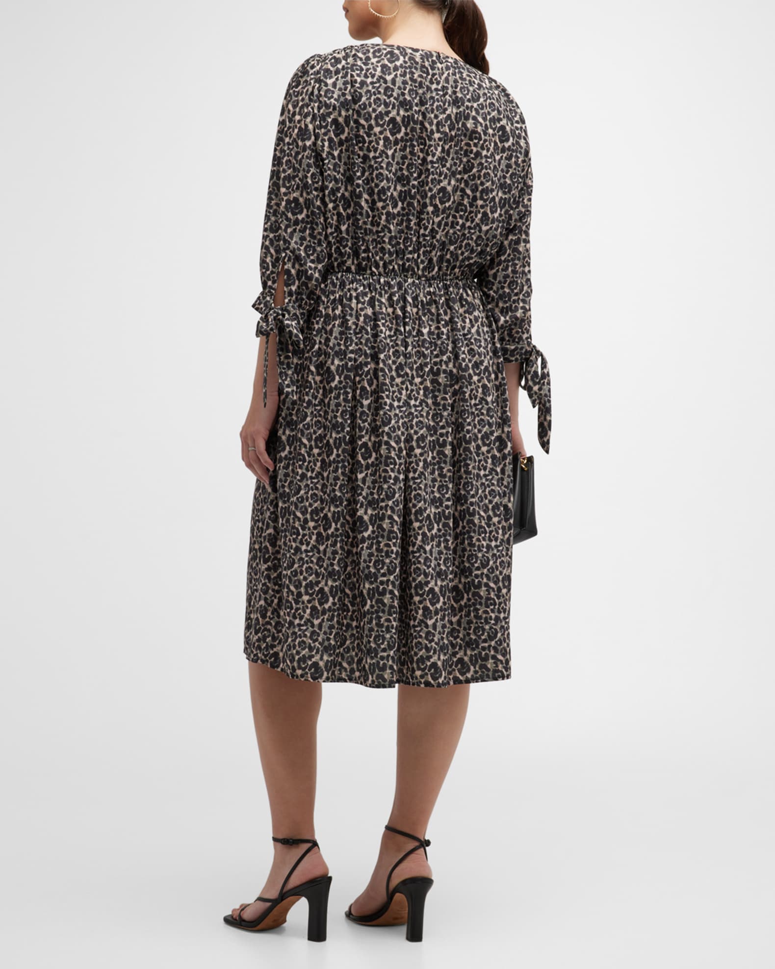 Whitney Morgan Plus Size 3/4-Sleeve Animal-Print Midi Dress | Neiman Marcus