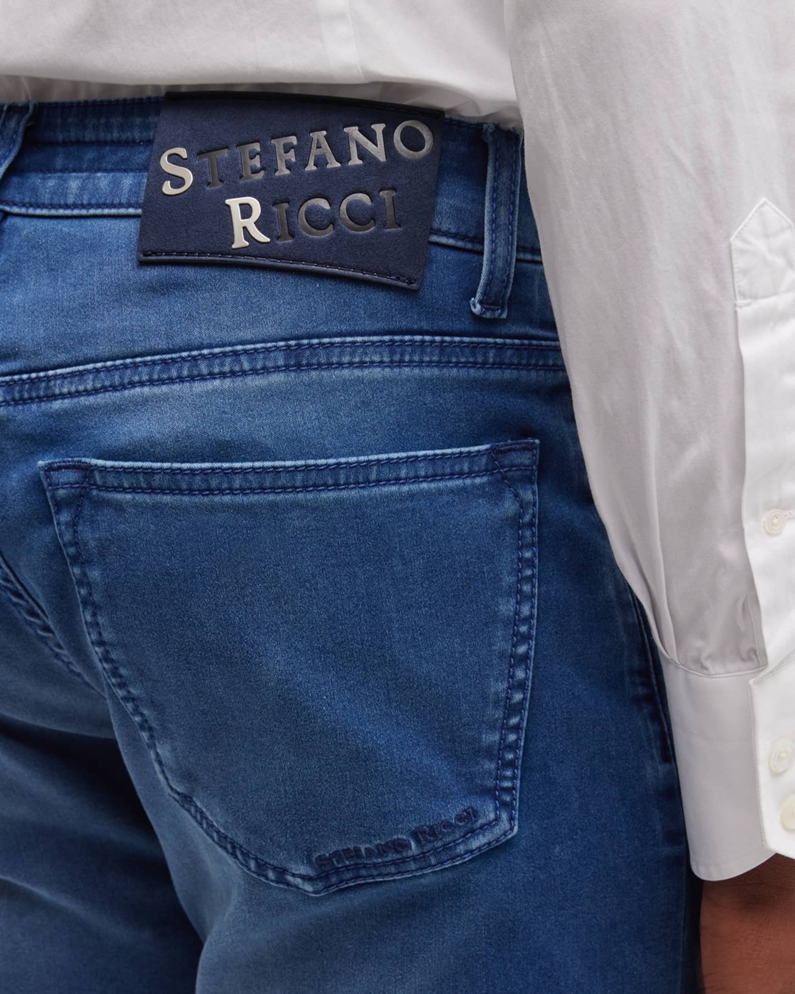 Stefano Ricci Men's Medium Wash Denim Jeans | Neiman Marcus