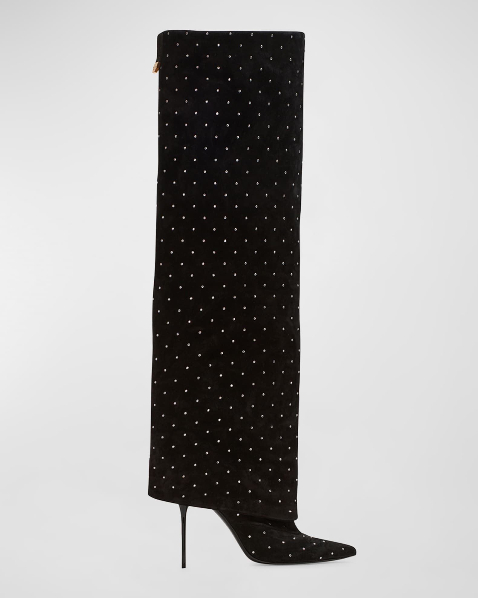 Balmain Ariel Crystal Stud Over-The-Knee Boots | Neiman Marcus