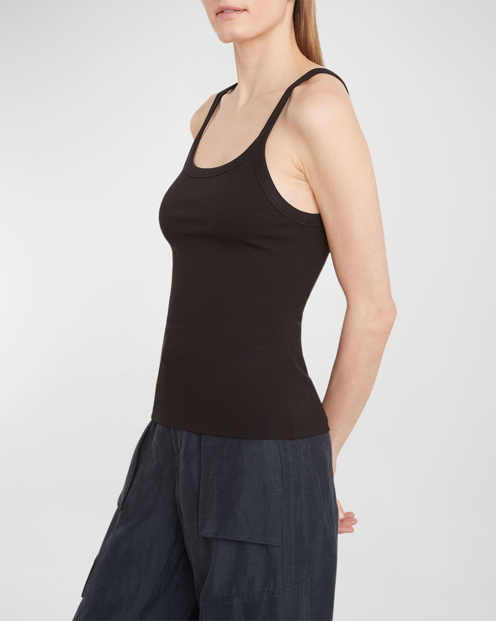 Vince Scoop-Neck Ribbed Tank Top | Neiman Marcus