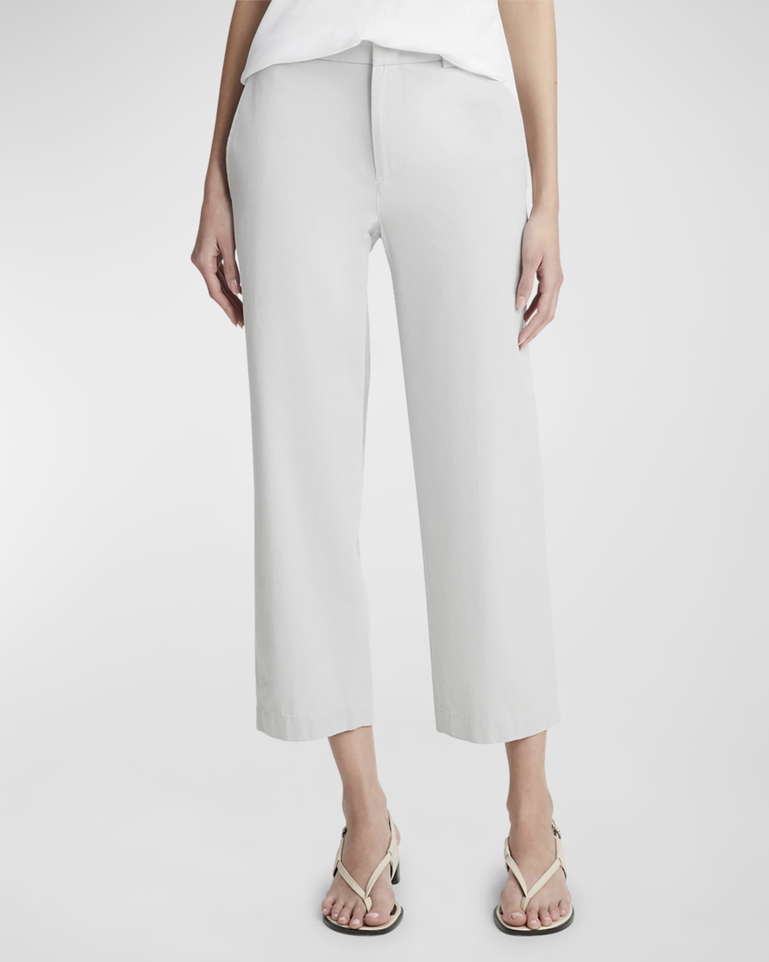 Vince Mid-Rise Washed Cotton Cropped Pants | Neiman Marcus