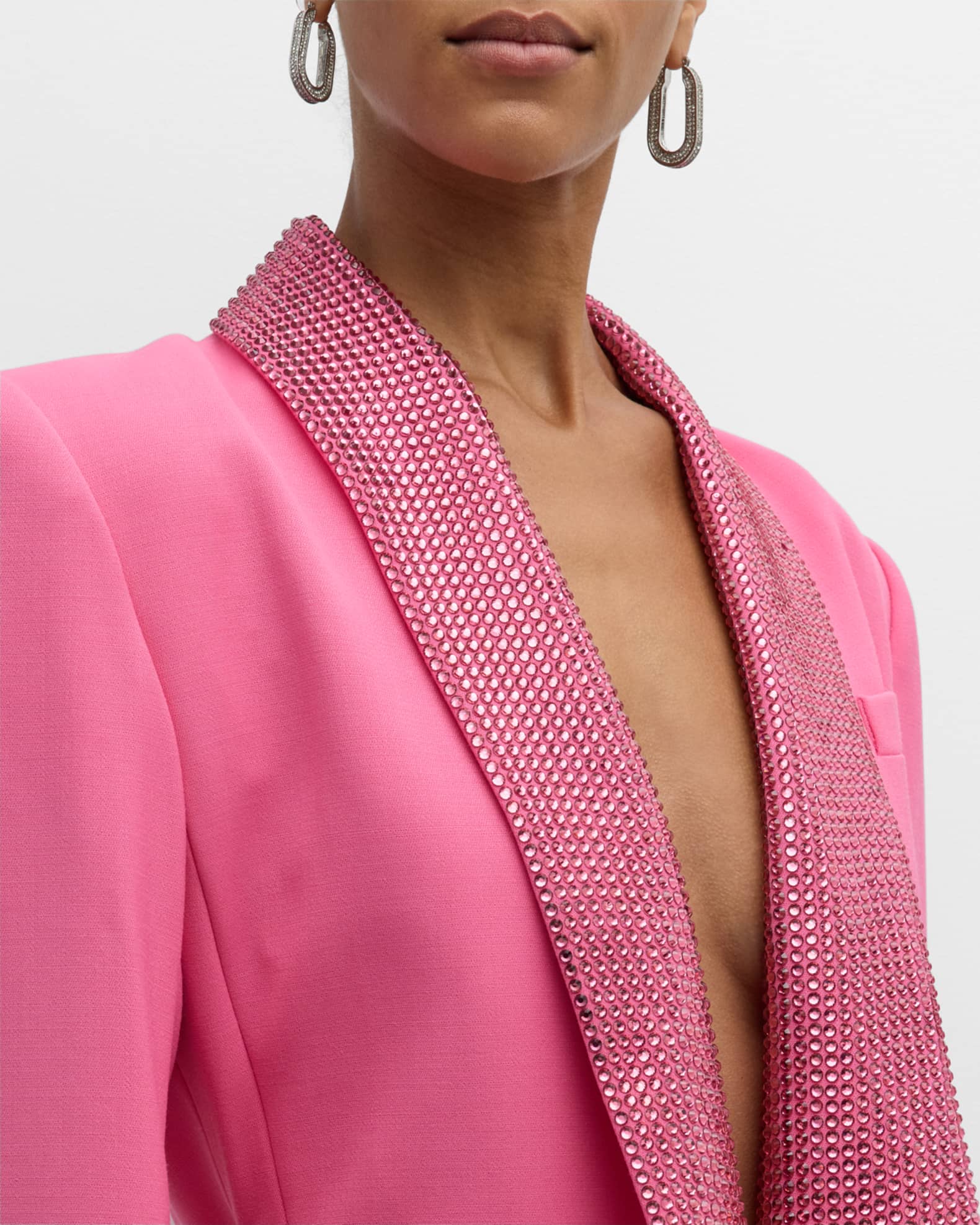 AREA Strass Embellished Mini Tuxedo Dress | Neiman Marcus