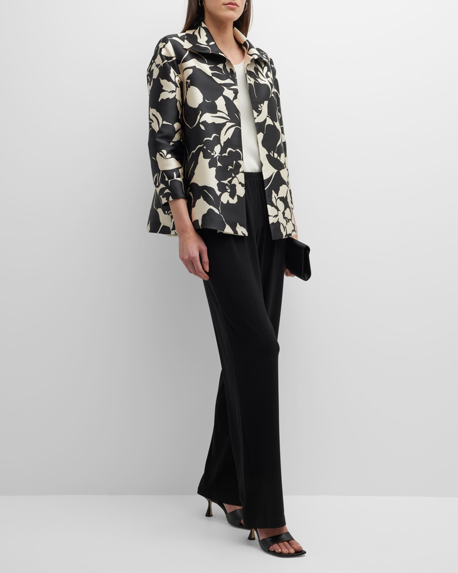 Caroline Rose Floral Flash Two-Tone Twill Jacket | Neiman Marcus