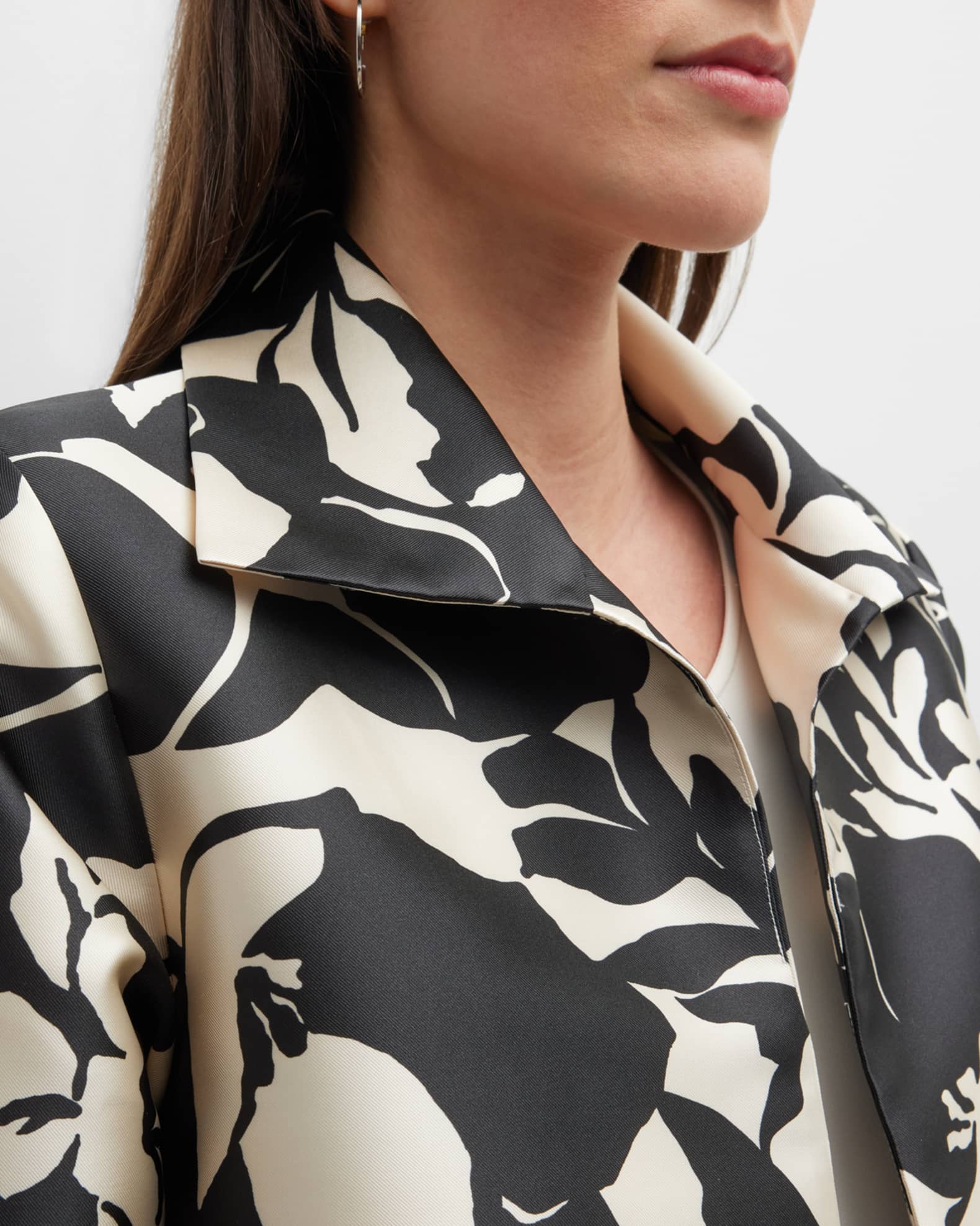 Caroline Rose Floral Flash Two-Tone Twill Jacket | Neiman Marcus