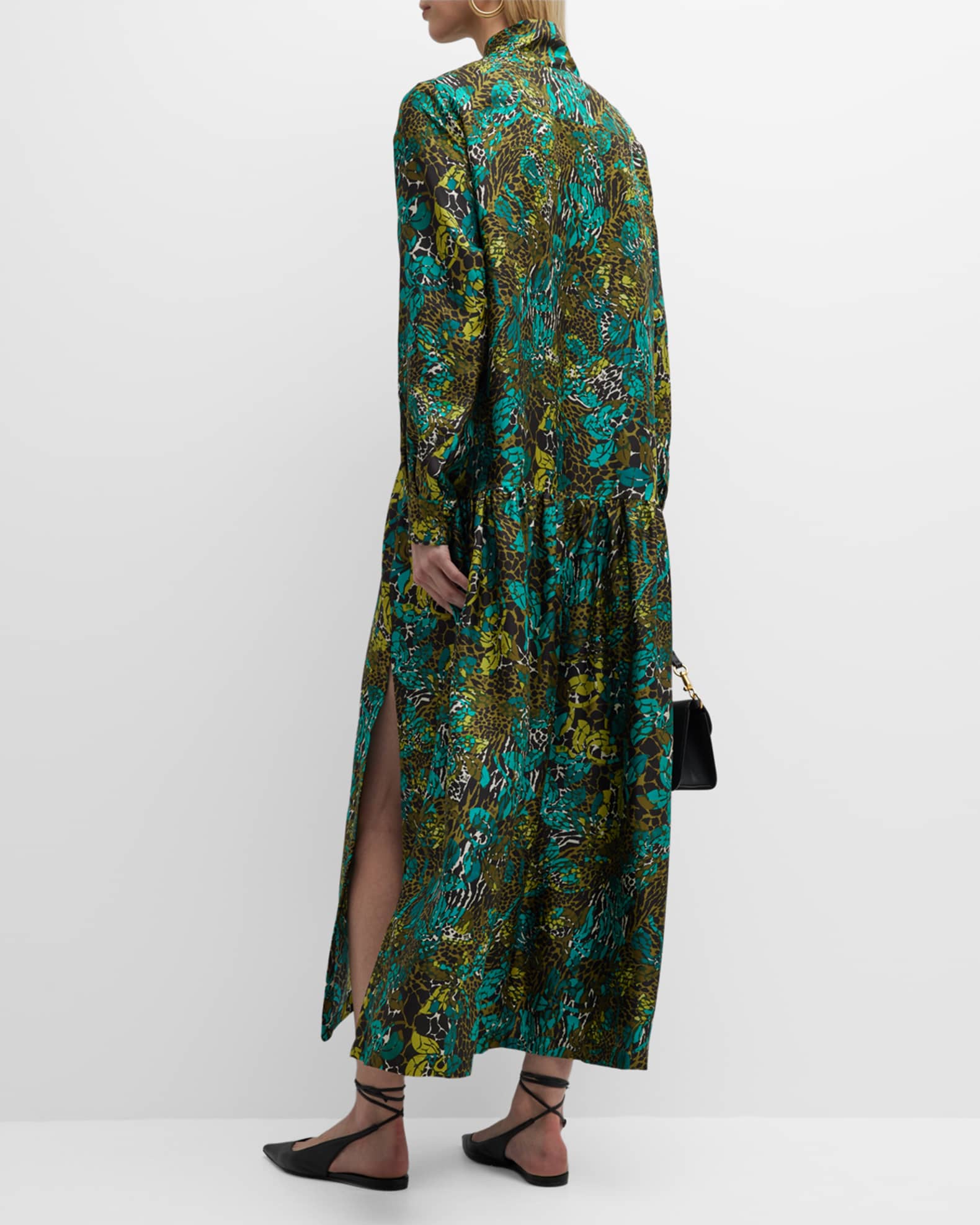 Max Mara Pina Floral Print Pleated Short Dress | Neiman Marcus