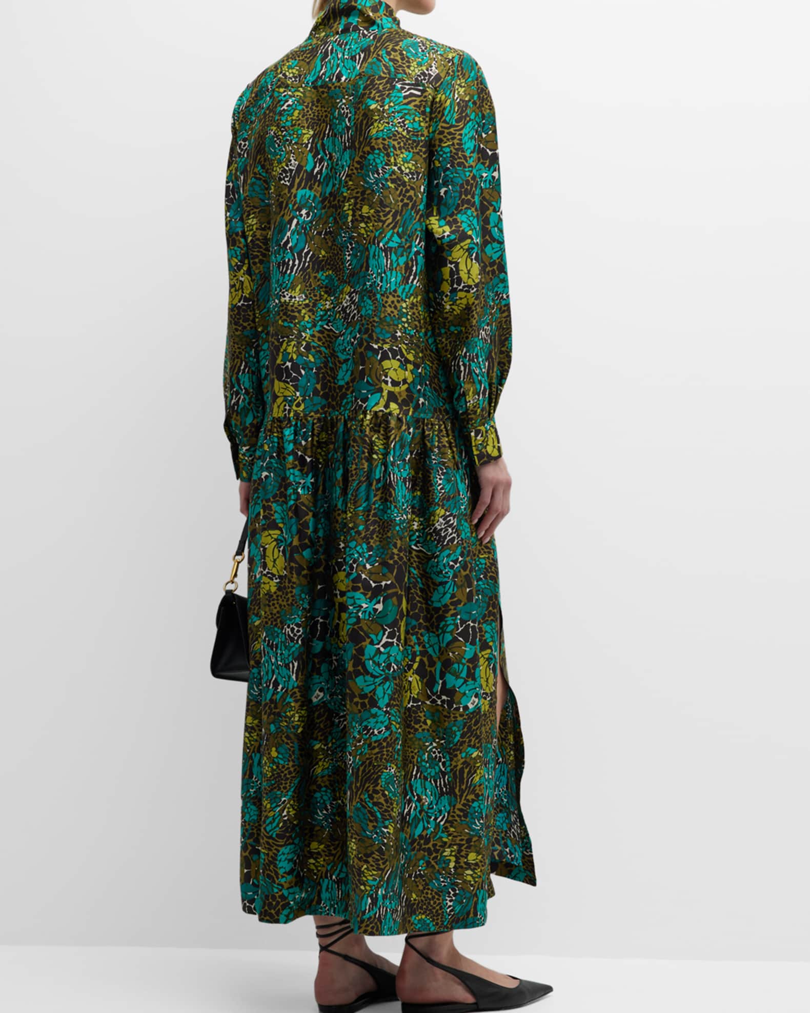 Max Mara Pina Floral Print Pleated Short Dress | Neiman Marcus