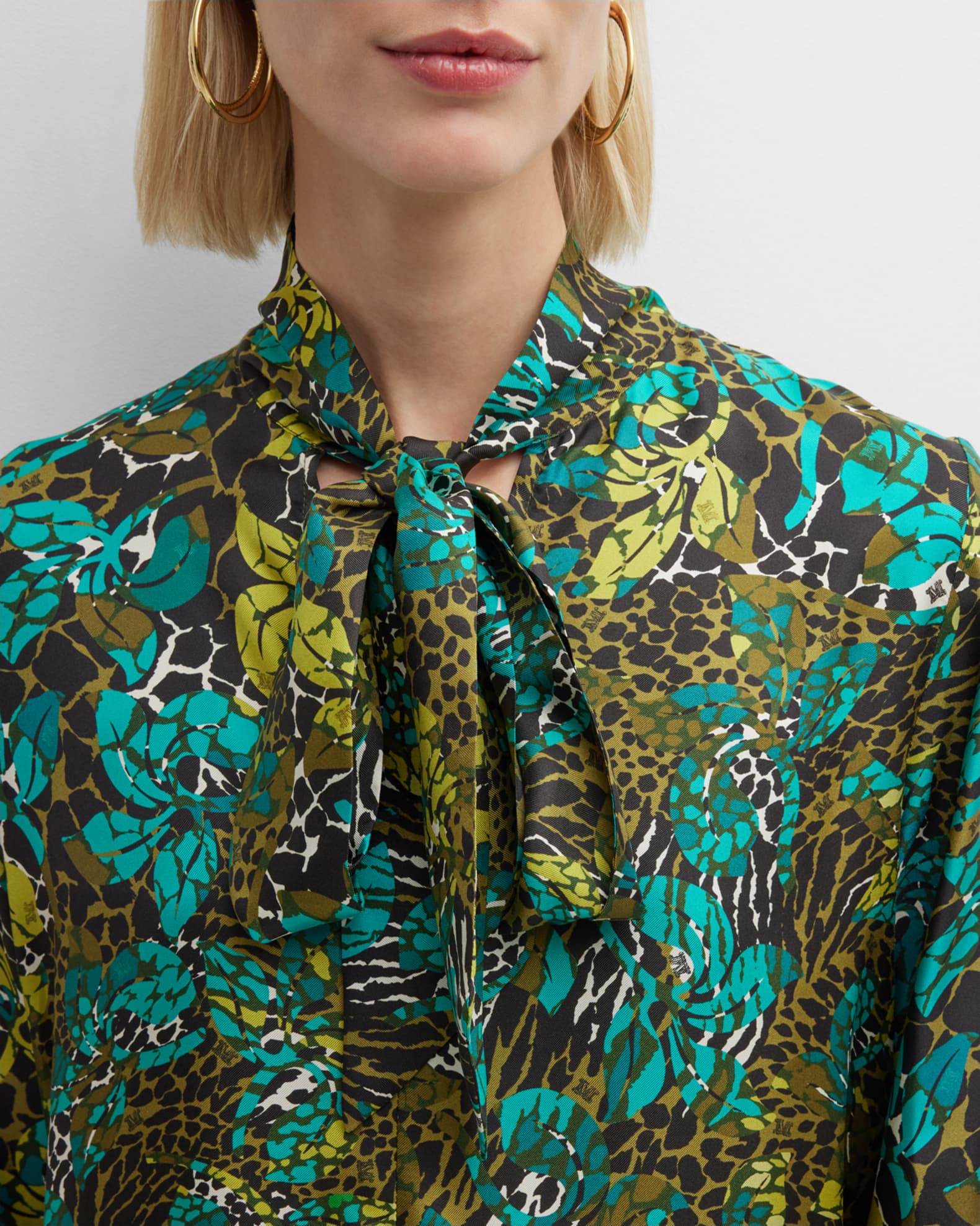 Max Mara Pina Floral Print Pleated Short Dress | Neiman Marcus