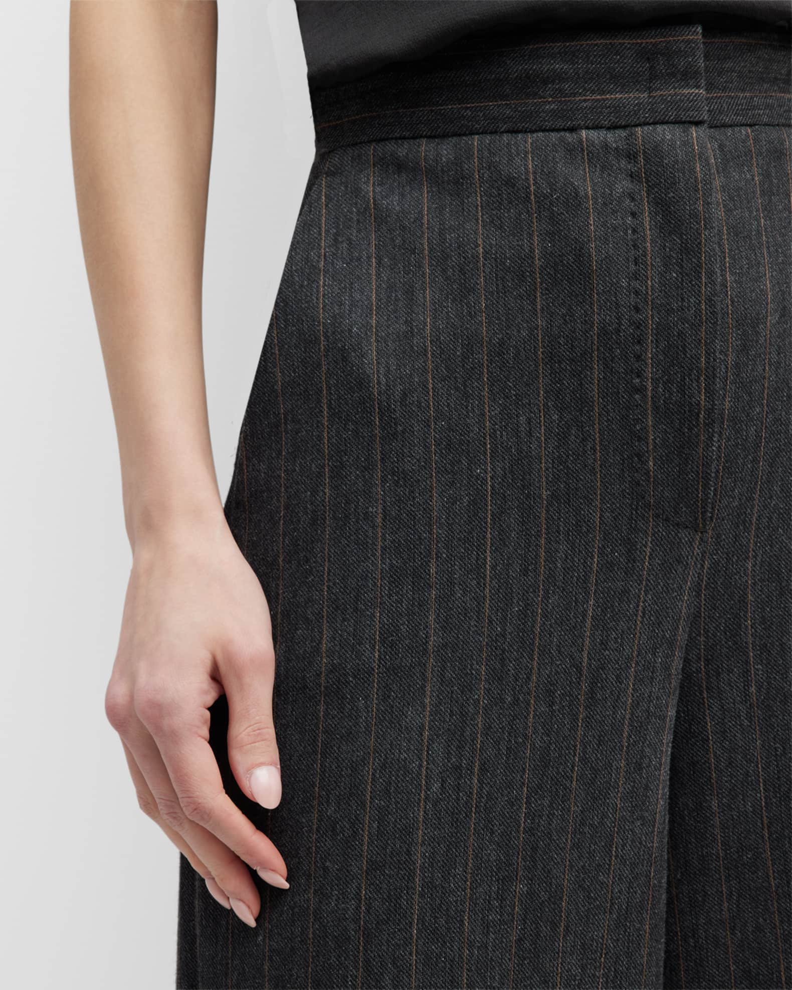 Max Mara Rea Pinstripe Wide-Leg Pants | Neiman Marcus