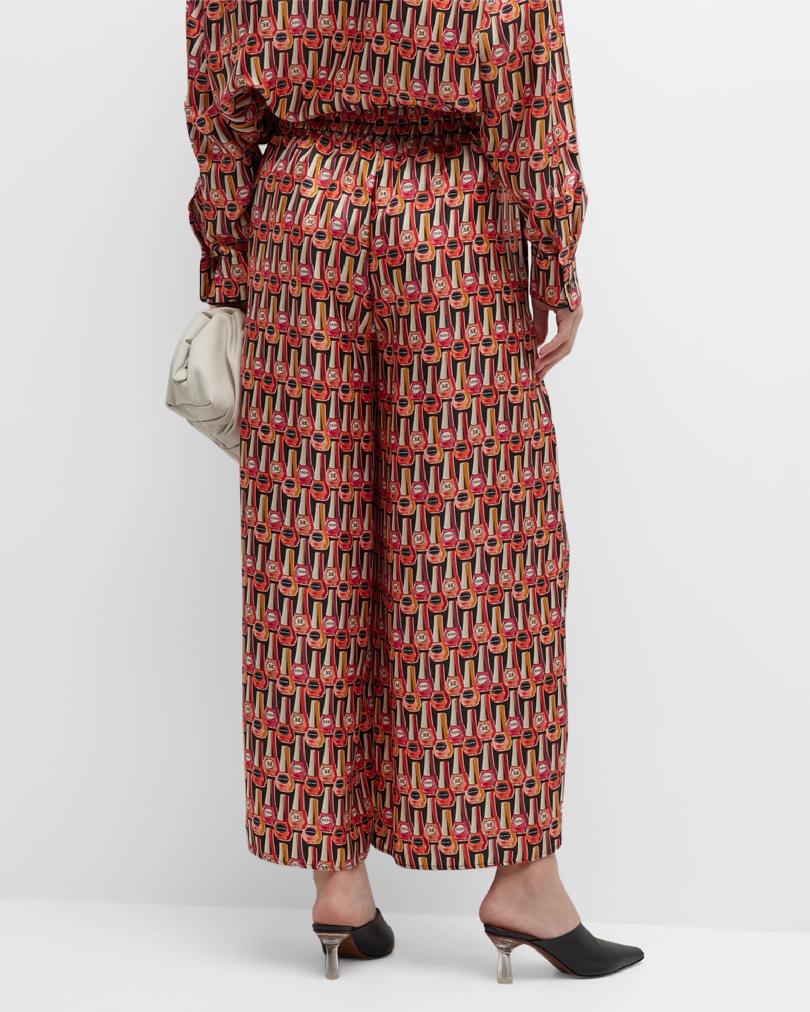 Max Mara Quark Nail Polish-Print Wide-Leg Silk Pull-On Pants | Neiman ...