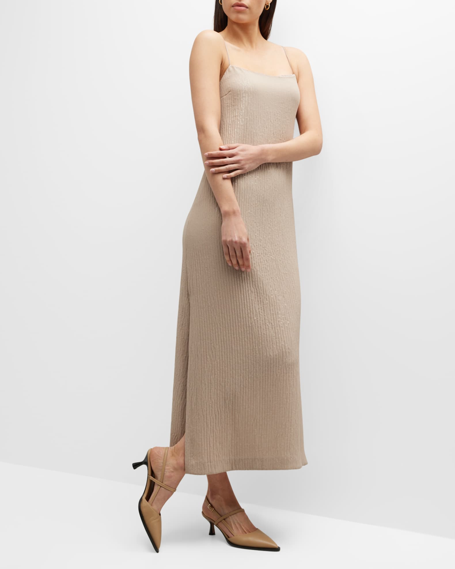 Max Mara Alias Square-Neck Ribbed Dress | Neiman Marcus