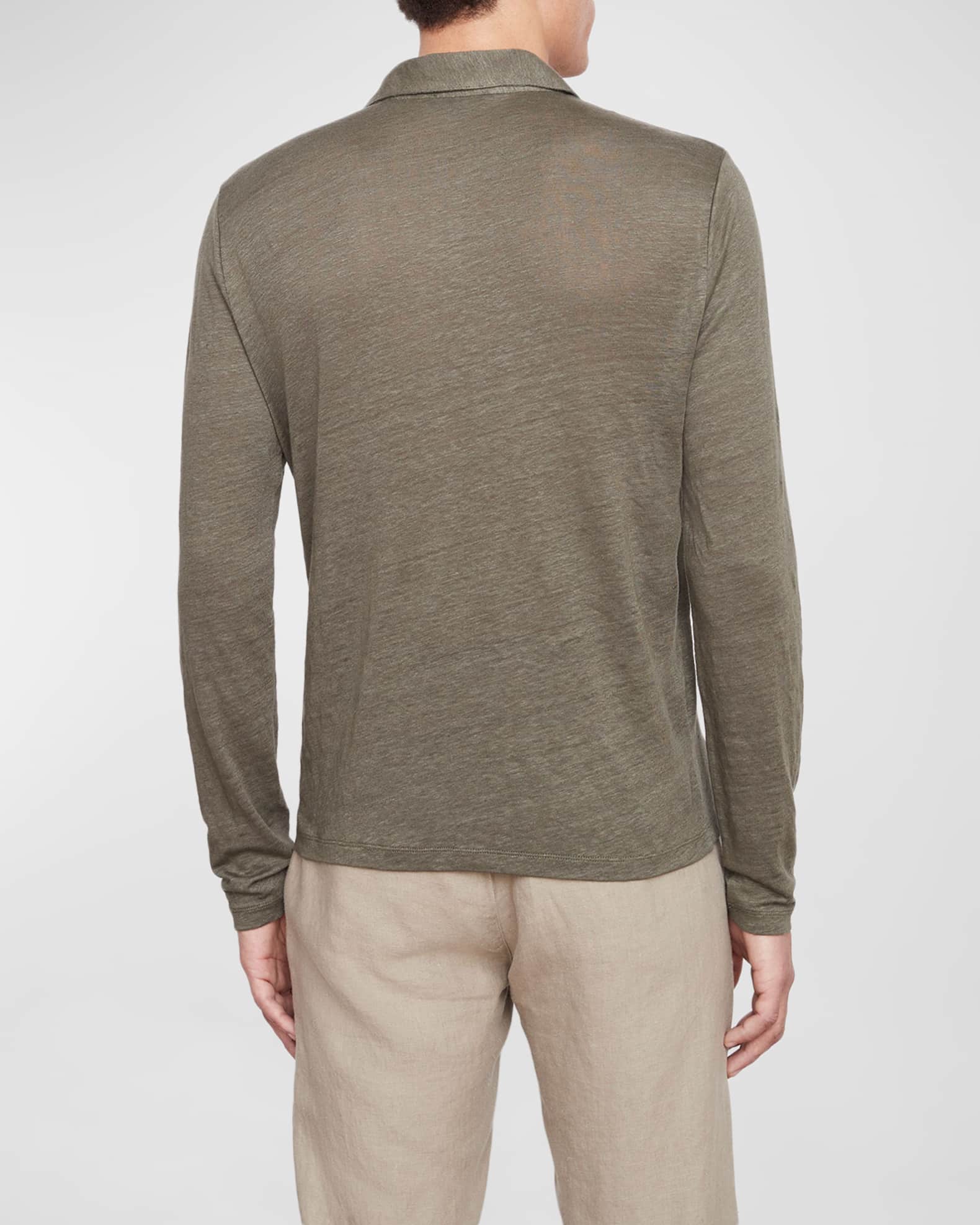 Vince Men's Johnny Collar Linen Sweater | Neiman Marcus