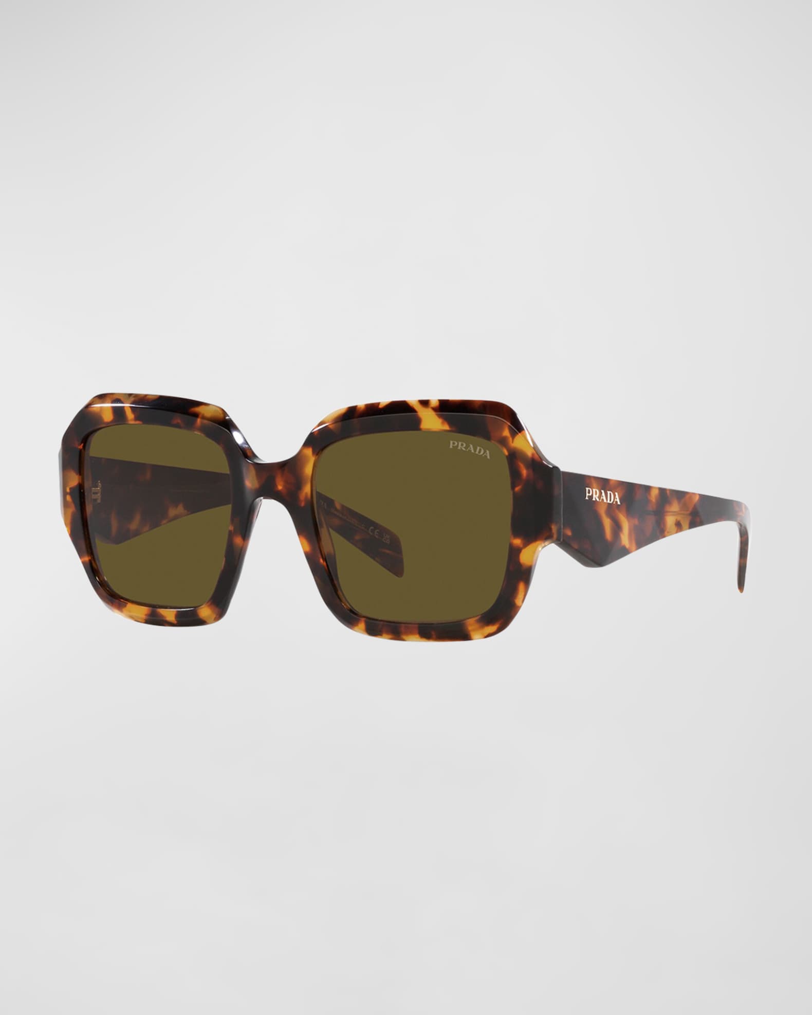 Prada Geometric Havana Square Acetate & Plastic Sunglasses | Neiman Marcus
