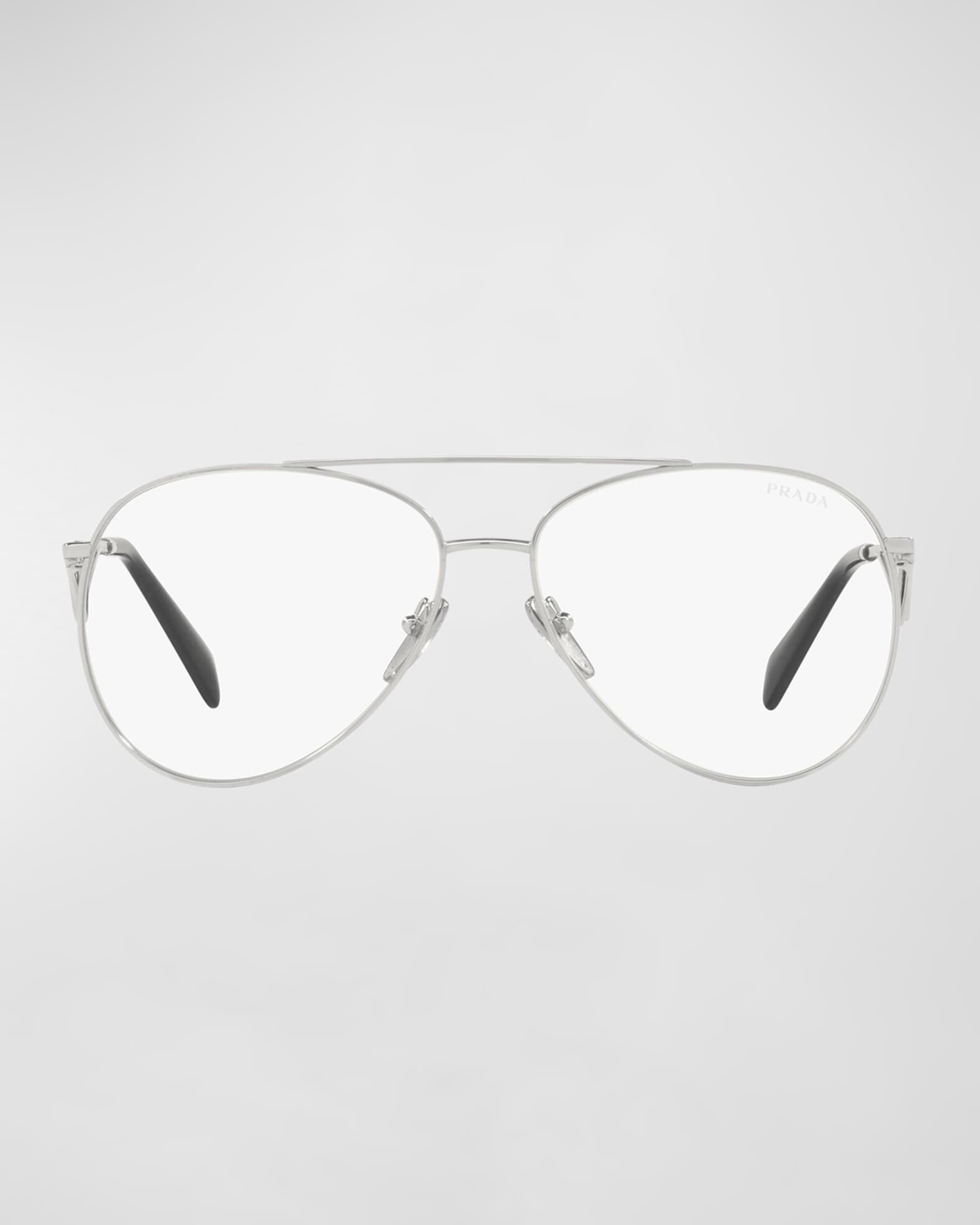 Prada Blue Blocking Steel & Plastic Aviator Sunglasses | Neiman Marcus