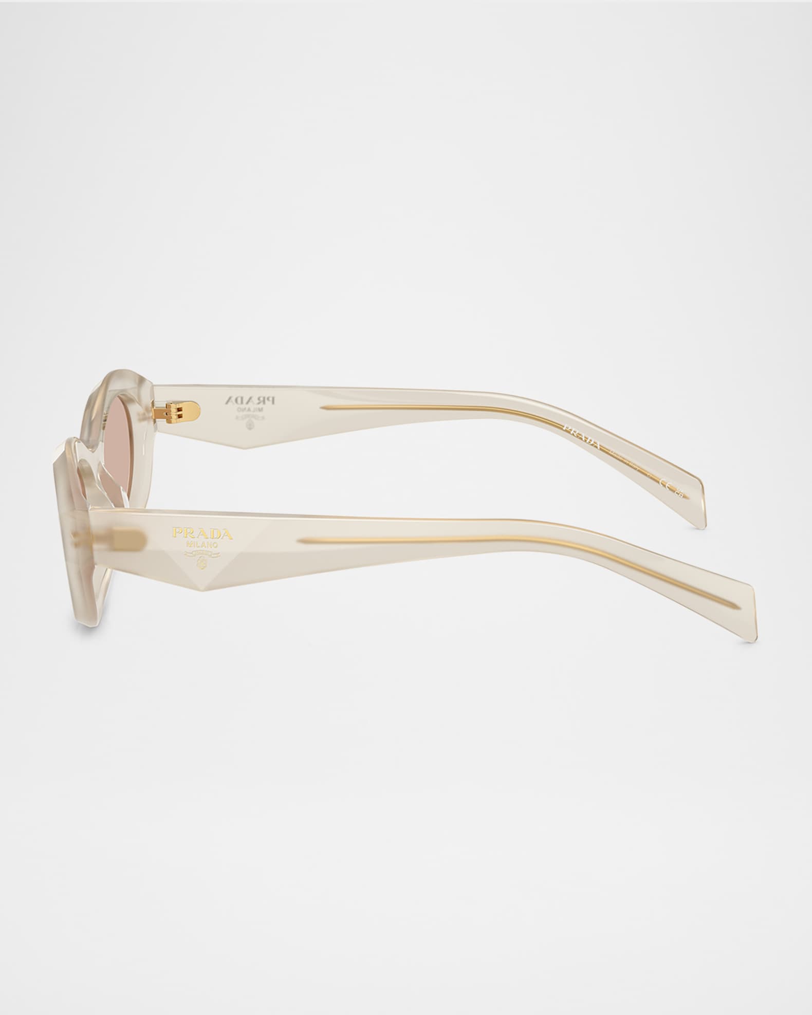 Prada PR 26ZS Beveled Acetate & Plastic Oval Sunglasses | Neiman Marcus
