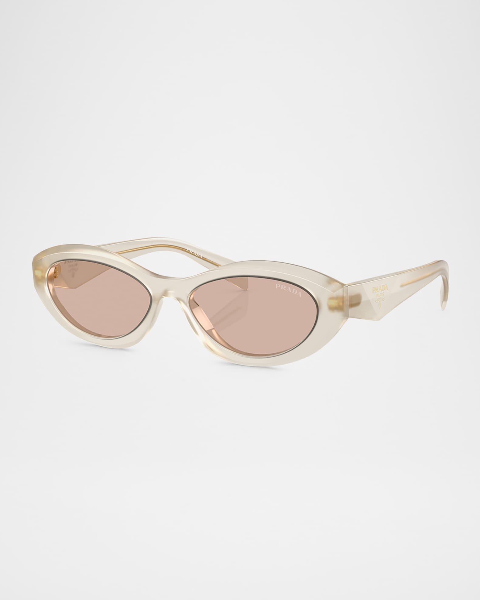 Prada PR 26ZS Beveled Acetate & Plastic Oval Sunglasses | Neiman Marcus