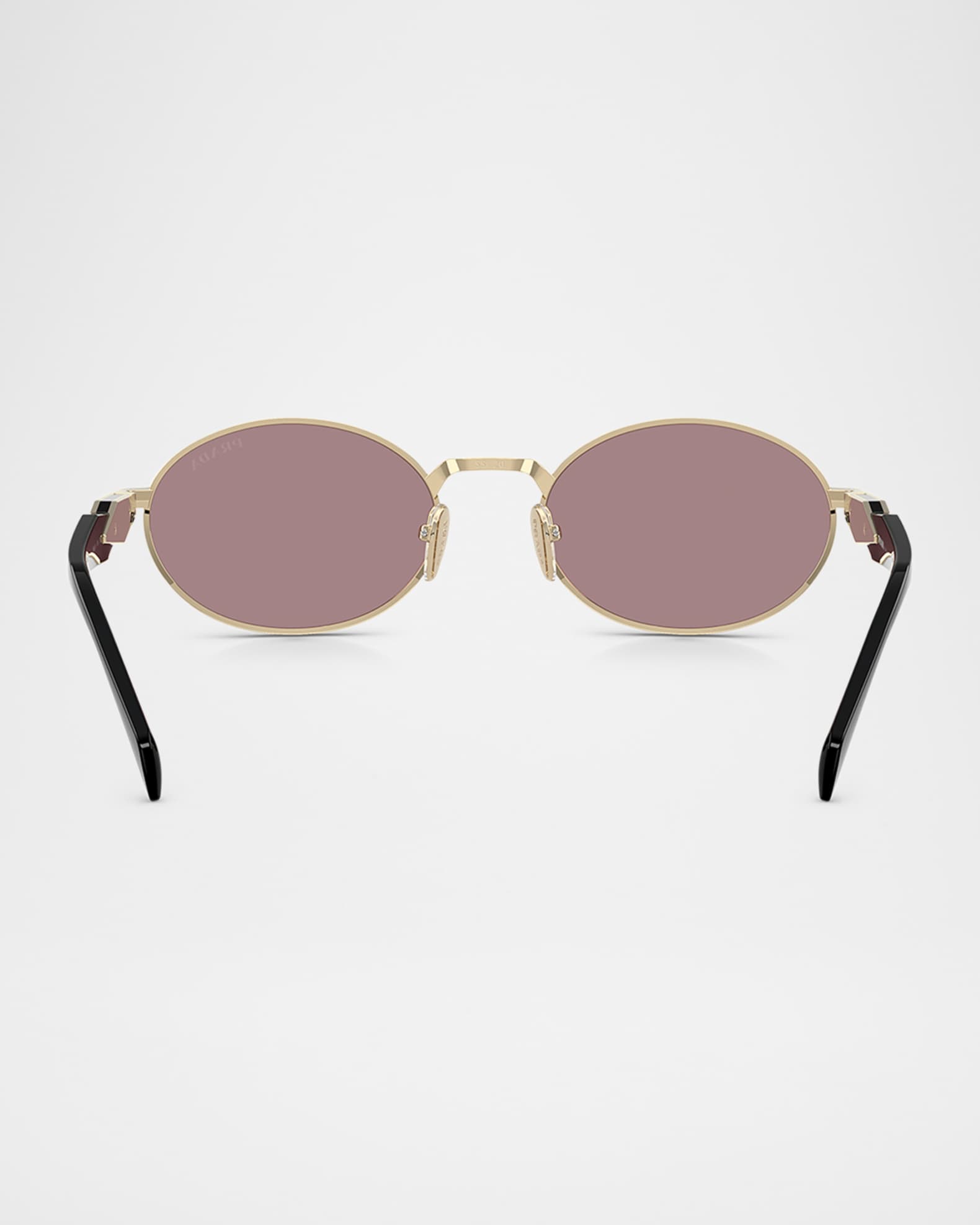 Prada Engraved Logo Metal & Plastic Oval Sunglasses | Neiman Marcus